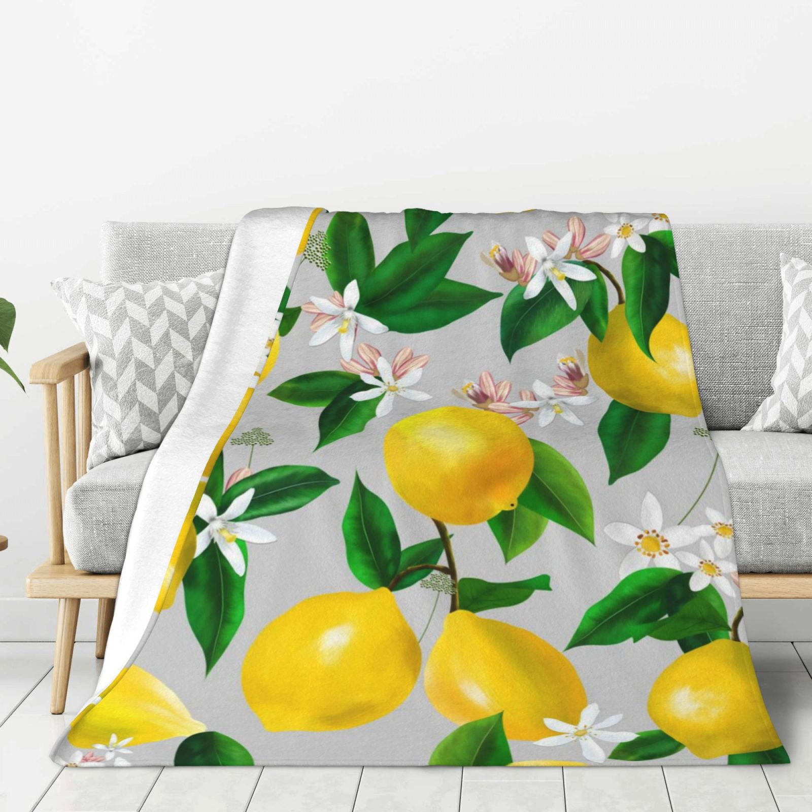Zeuib Lemon Seamless Pattern Oil Painting Effect Print Fleece Throw ...