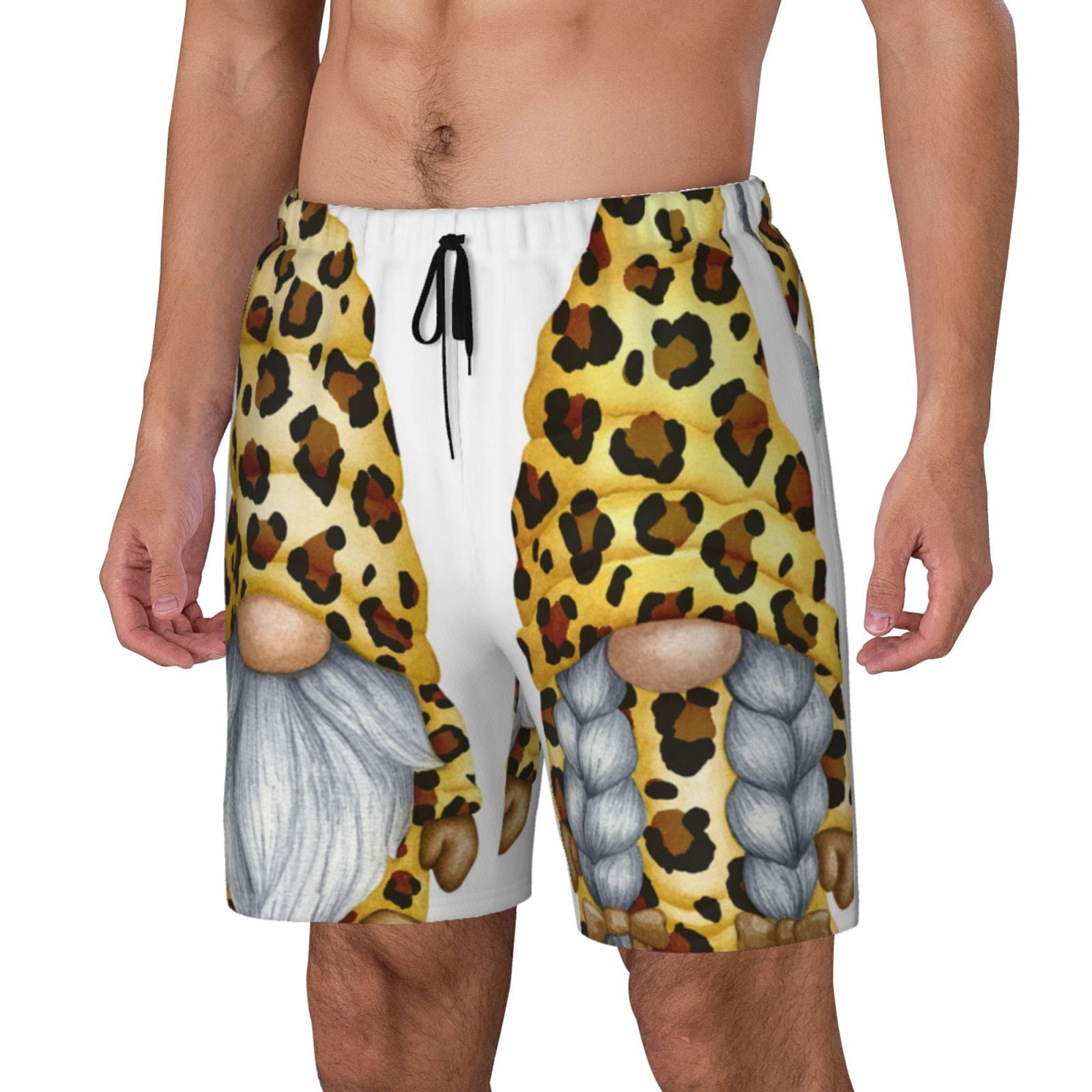 Zeuib Leopard Gnomes Print Swimming Trunks for Men Boys,Swimming Shorts ...