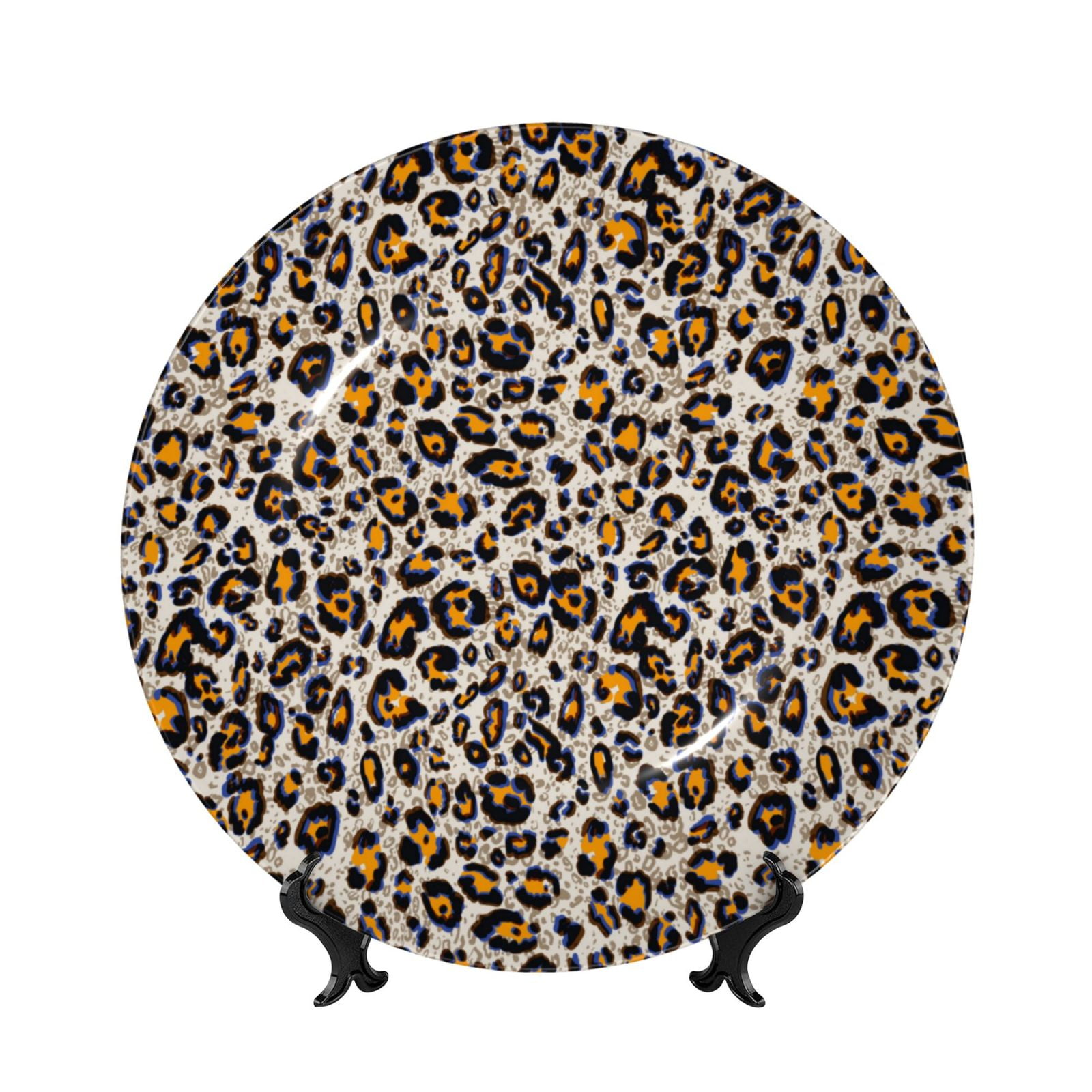 Zeuib Leopard Print Decorative Plate for Display, Bone China Decorative ...