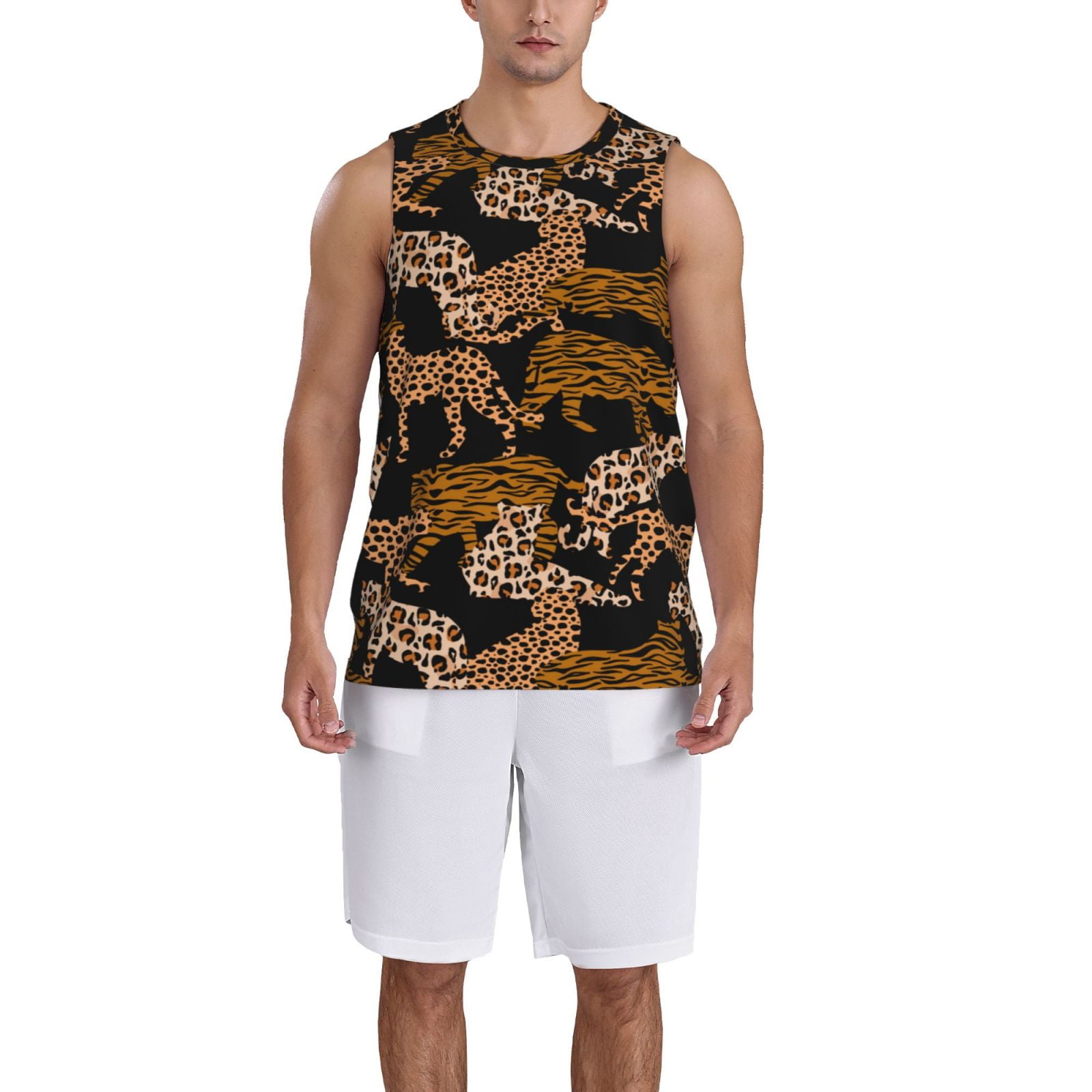 Zeuib Leopard Print Jersey Shirt for Men,Mesh Athletic Practice Sports ...