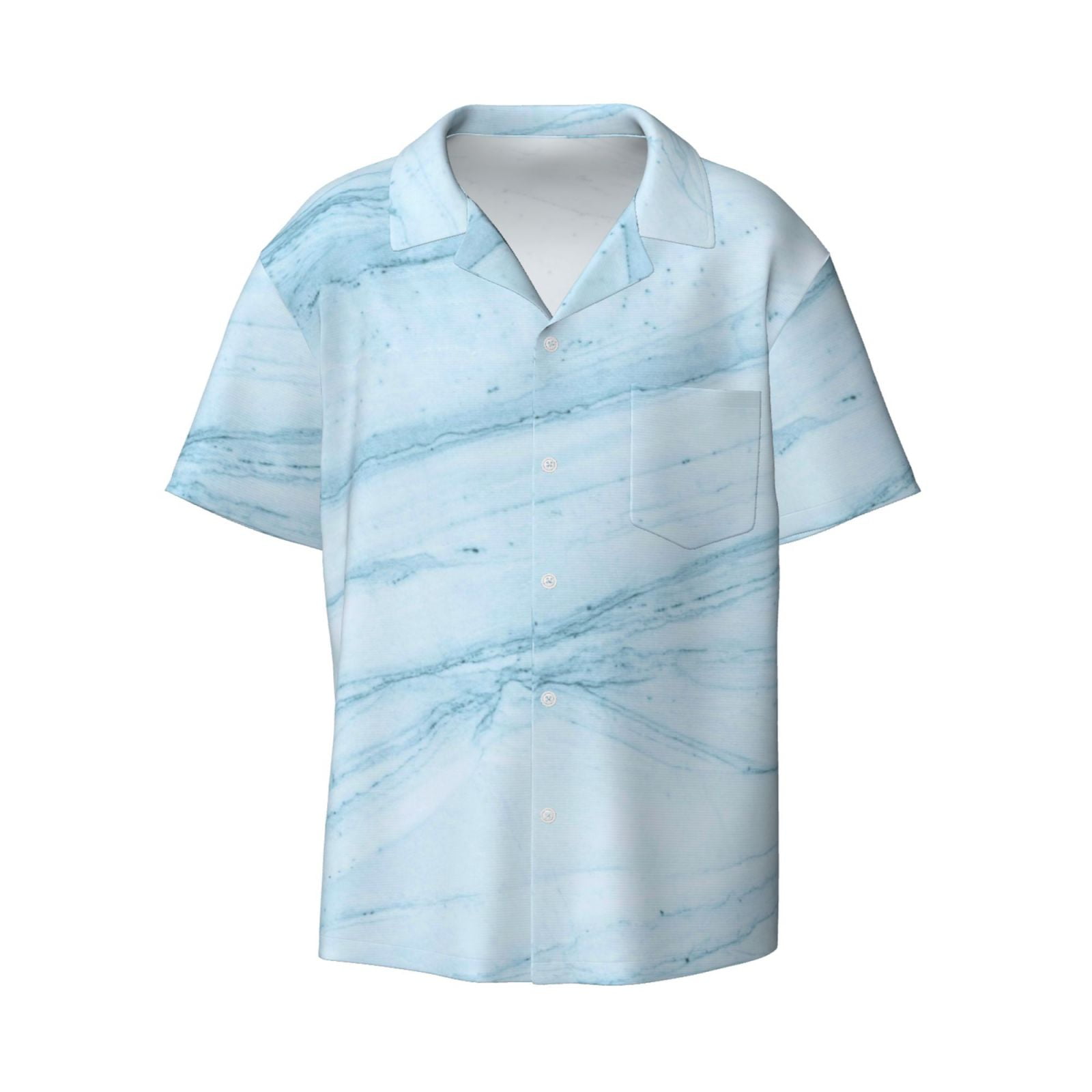 Zeuib Light Blue Marble Men's Short Sleeve Button-Down Shirt: Classic ...