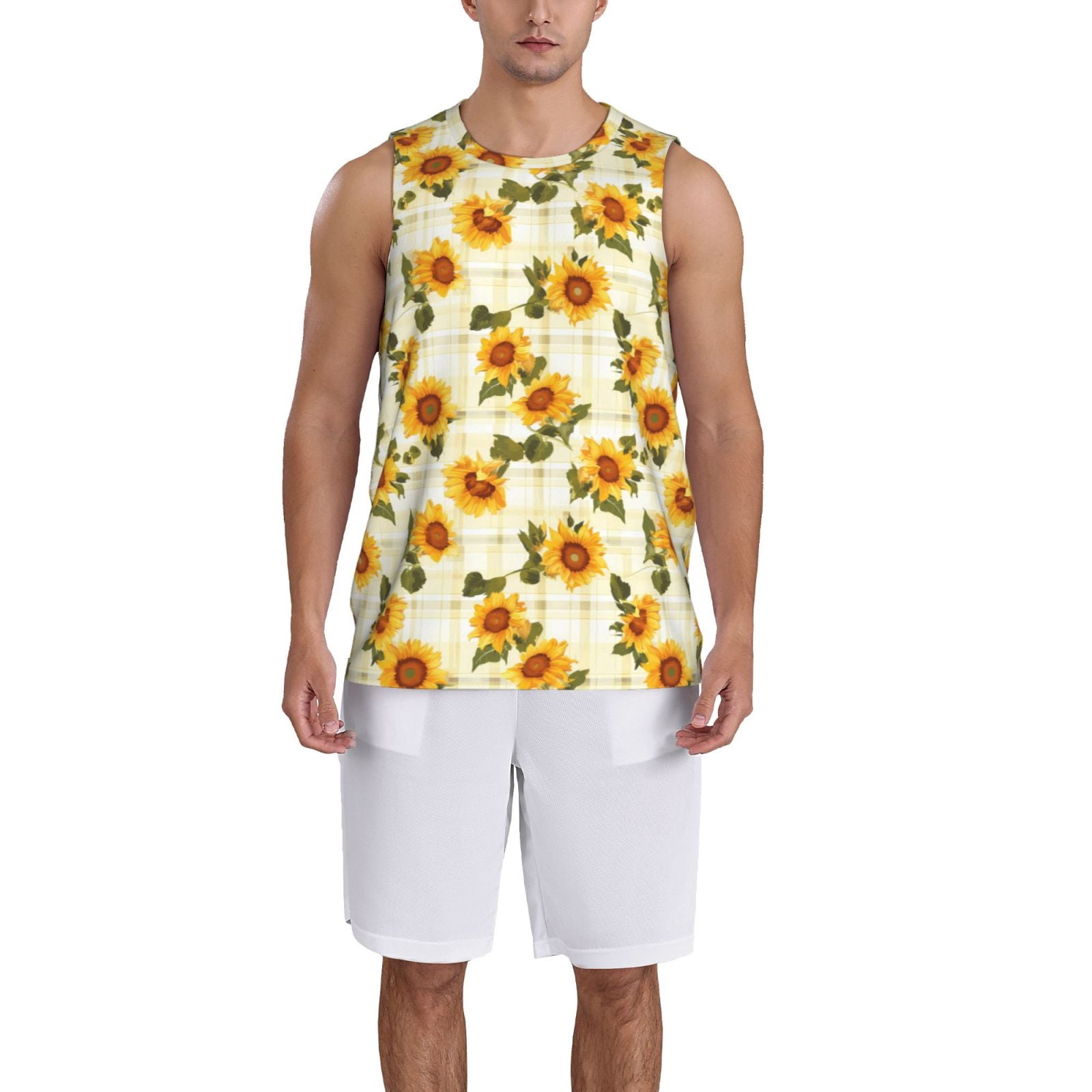 Zeuib Light Green Plaid Sunflower Jersey Shirt for Men,Mesh Athletic ...