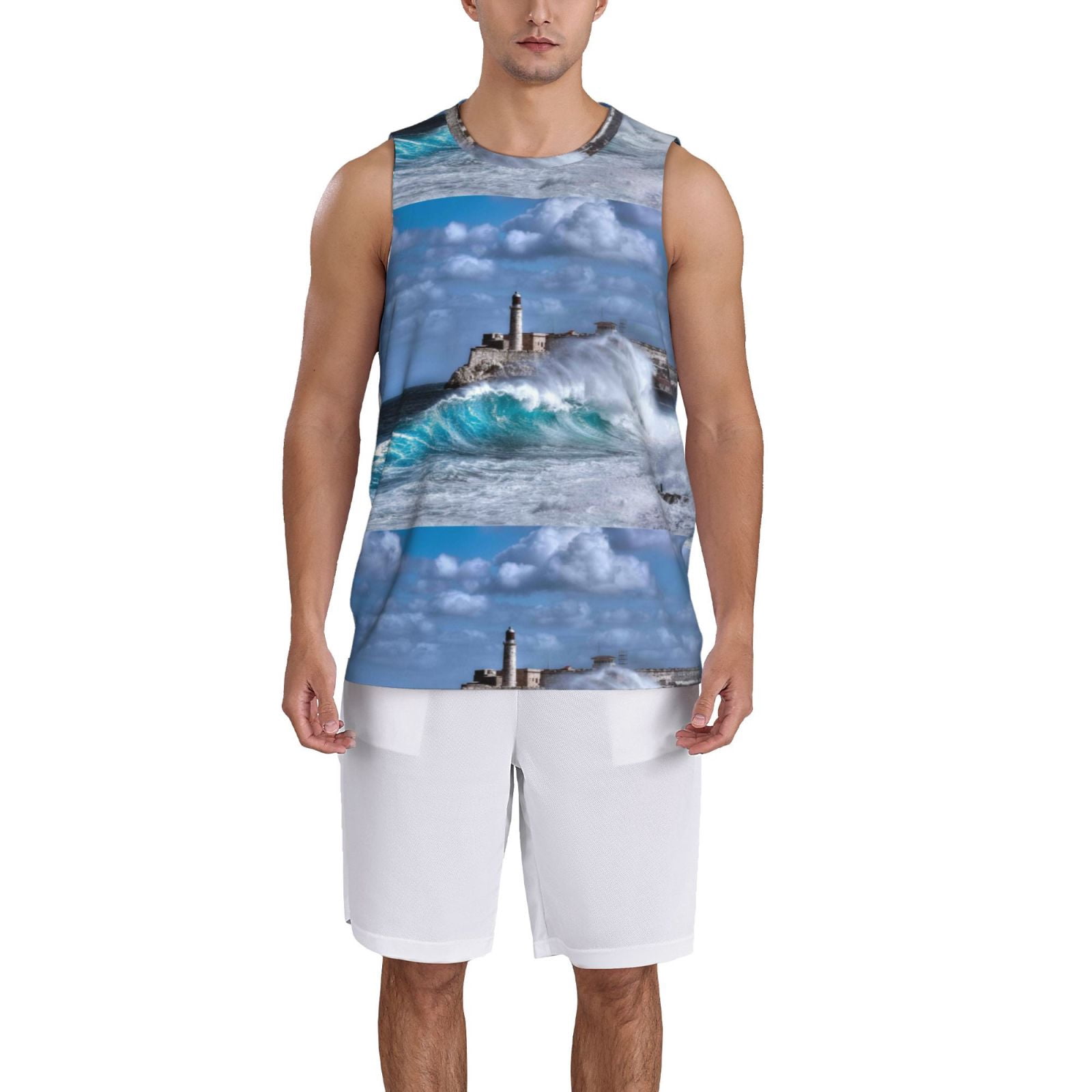 Zeuib Lighthouse in Havana Jersey Shirt for Men,Mesh Athletic Practice ...