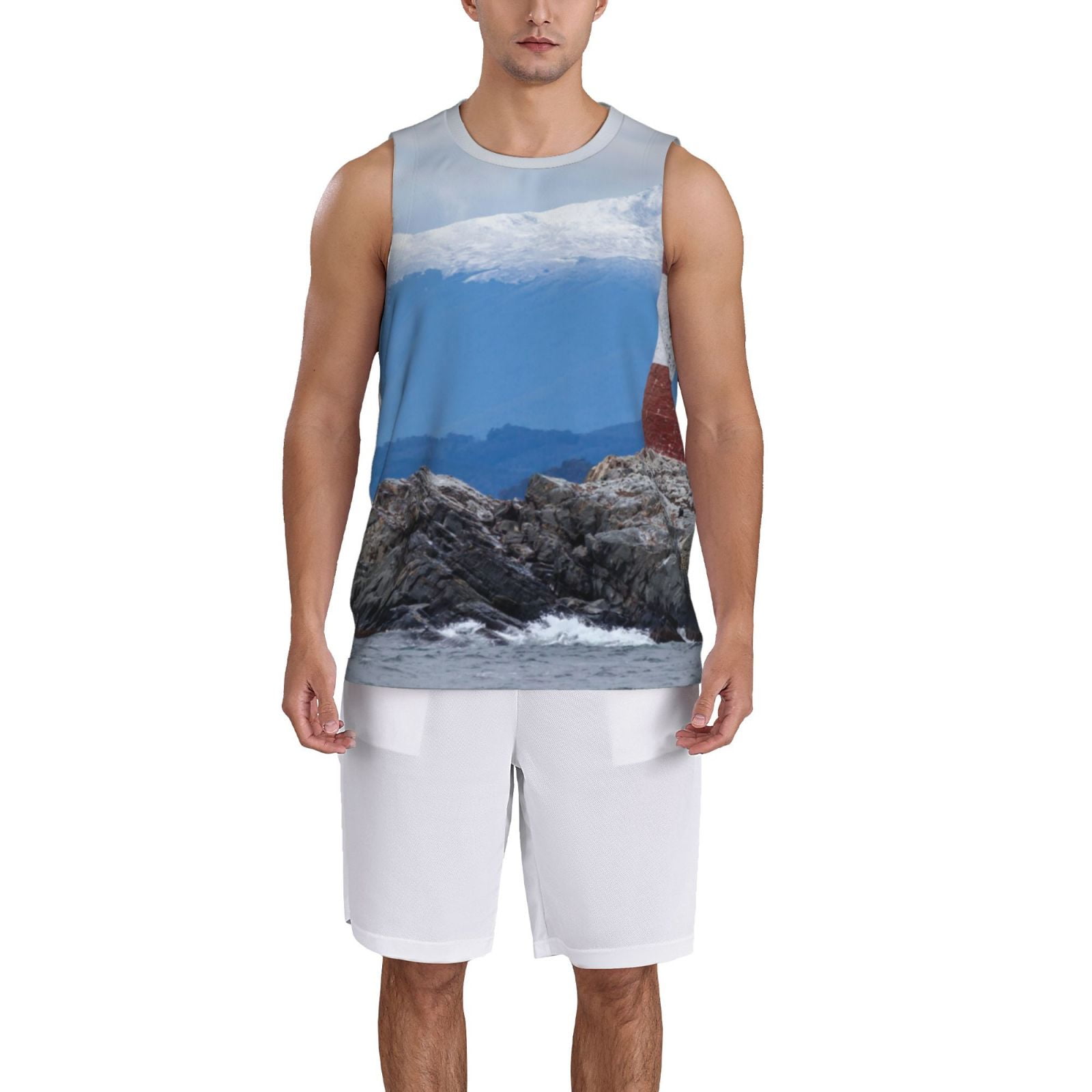 Zeuib Lighthouse On The Waters Jersey Shirt for Men,Mesh Athletic ...