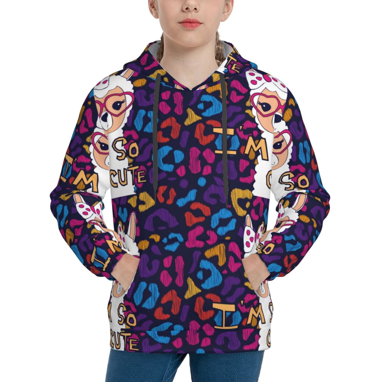 Zufioo Llama Alpaca Design Hoodies For Boys and Girls,Oversized Hoodie ...