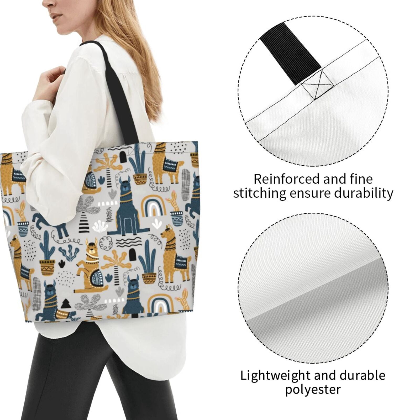 Zeuib Llama and Cactus1 Print Laptop Tote Bag for Women,Work Shoulder Bags,Computer Messenger ...