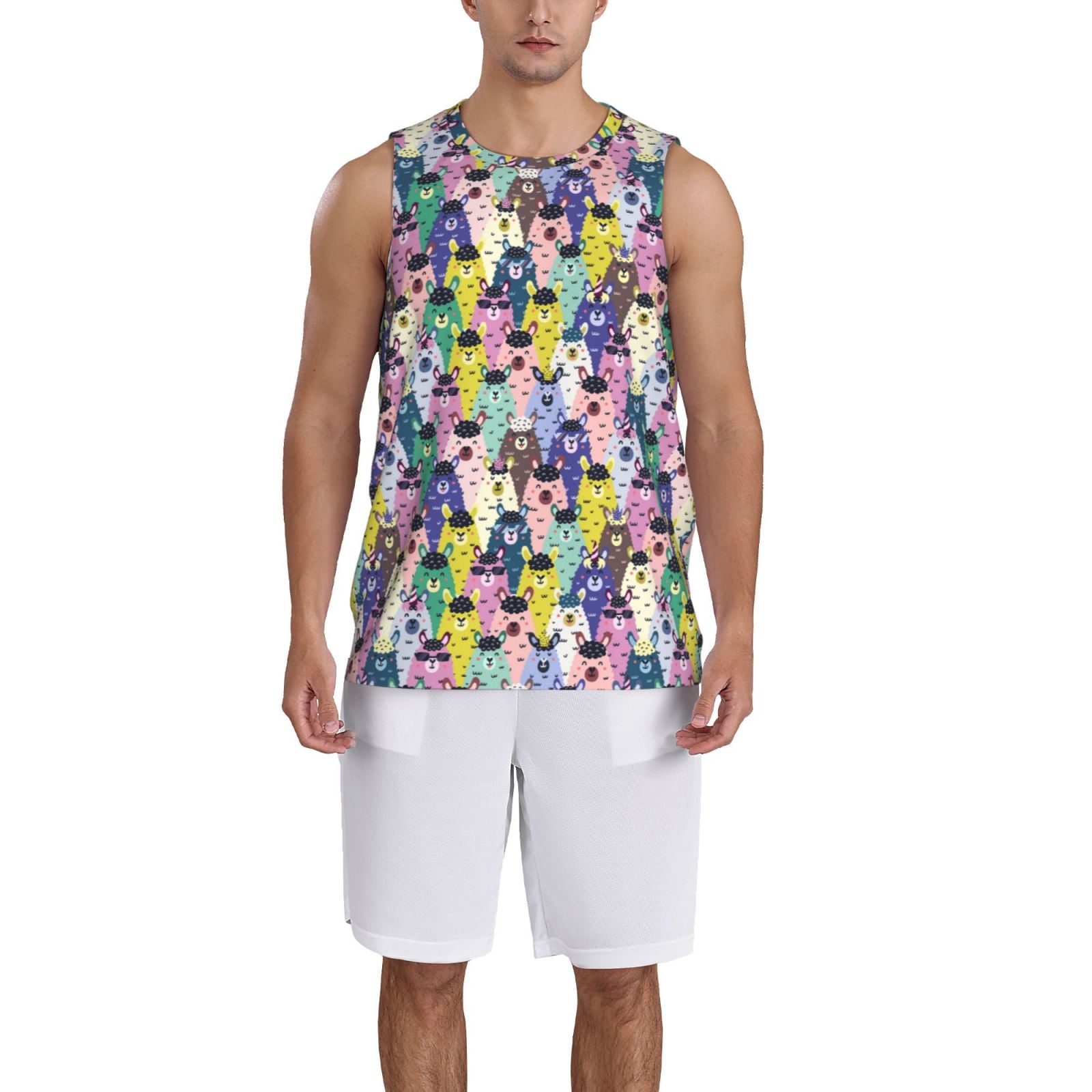 Zeuib Llamas Colorful Jersey Shirt for Men,Mesh Athletic Practice ...