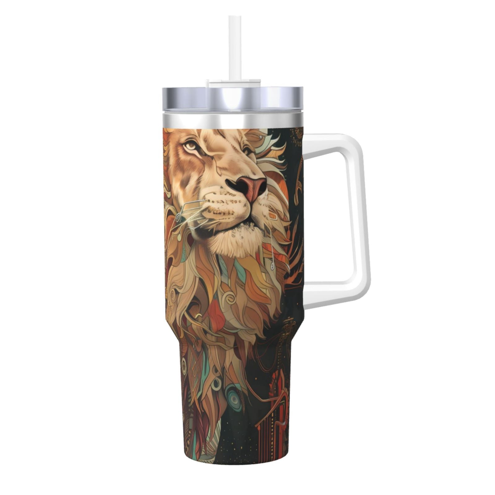 Zeuib Majestic Cosmic Lion Printed Insulated Stainless Steel Hot/Cold ...