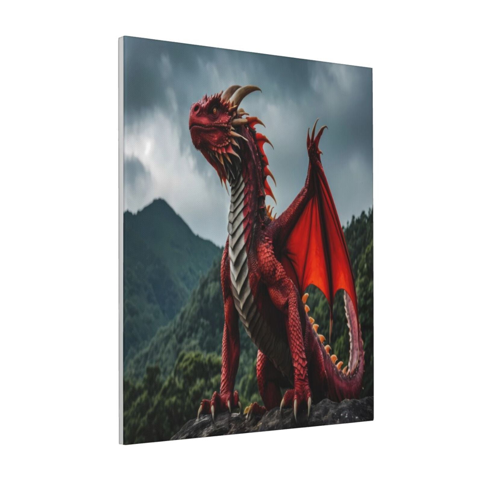 Zeuib Majestic Red Dragon Print Farmhouse Canvas Wall Art For Bedroom ...
