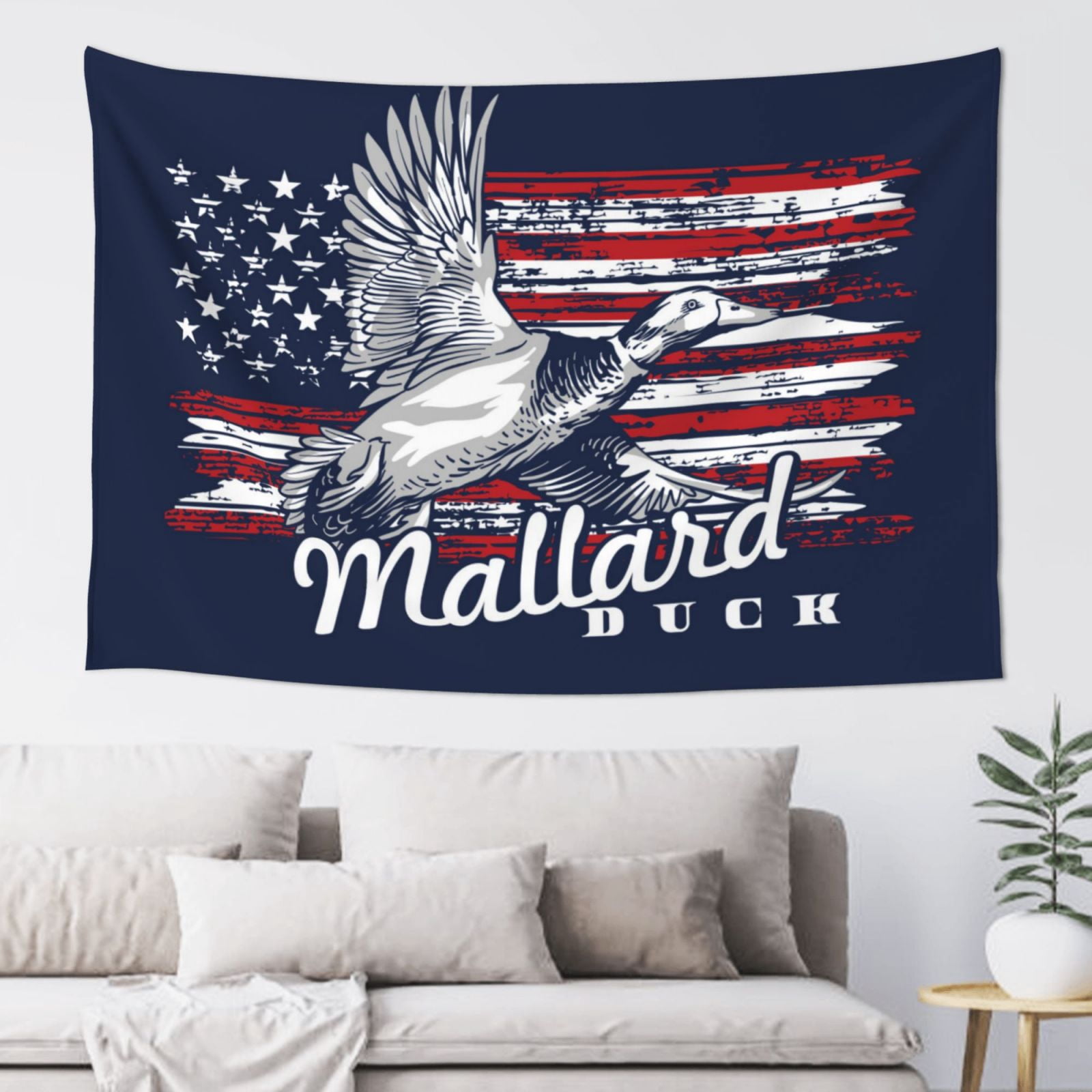 Zeuib Mallard Duck With American Flag Print 60x40in Tapestry Wall ...