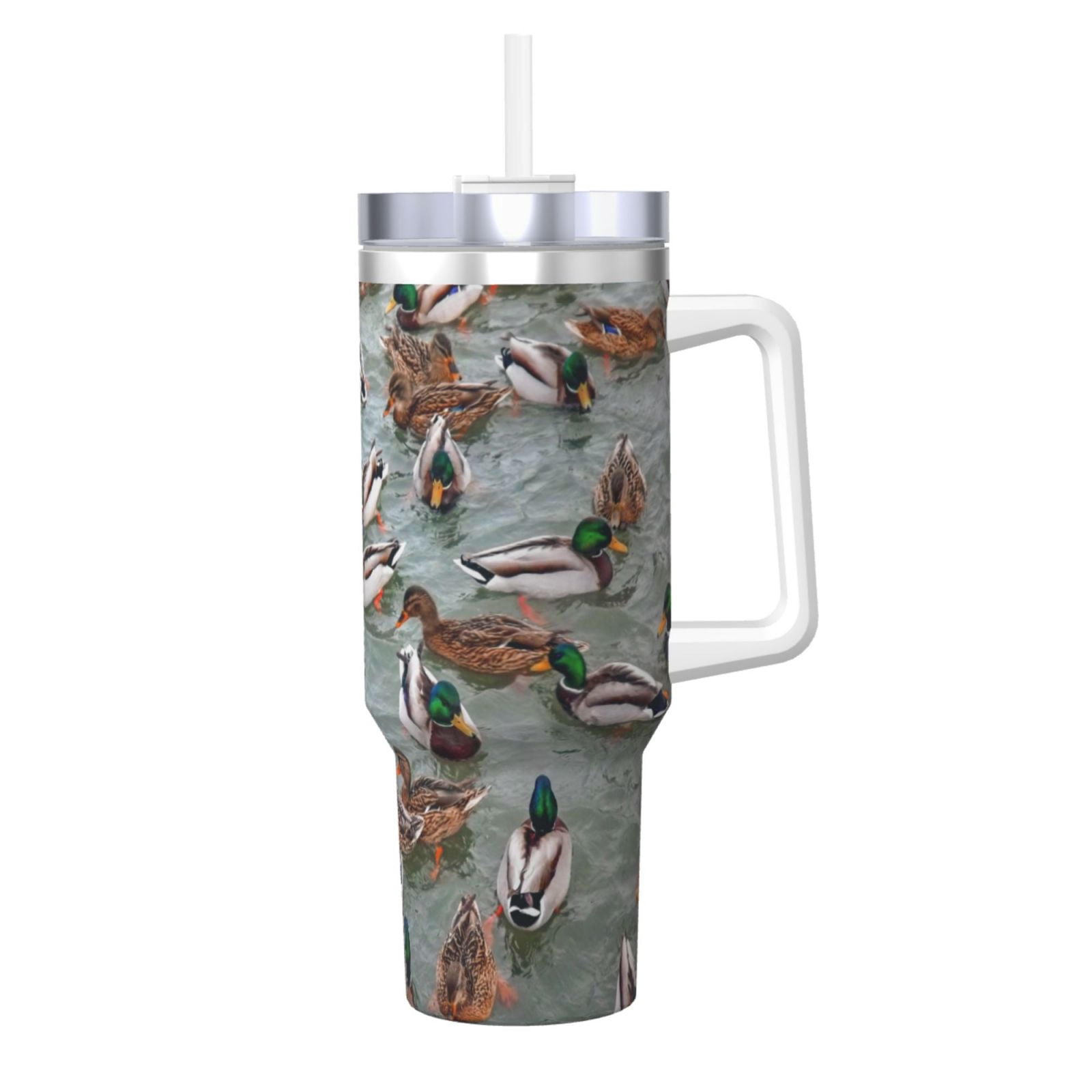 Zeuib Mallard Ducks Swimming Printed Insulated Stainless Steel Hot/Cold ...
