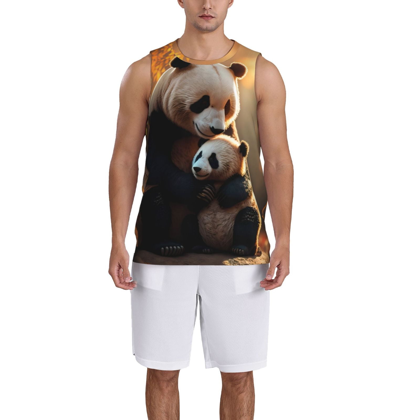 Zeuib Maple Forest Panda Jersey Shirt for Men,Mesh Athletic Practice ...