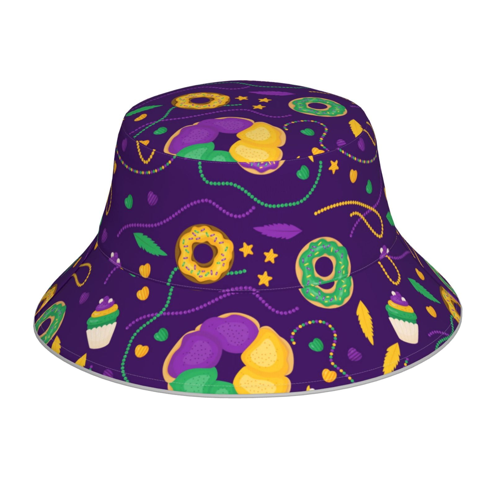 Zeuib Mardi Gras and Donuts Reflective Bucket Hat, UV Protection, Wide ...