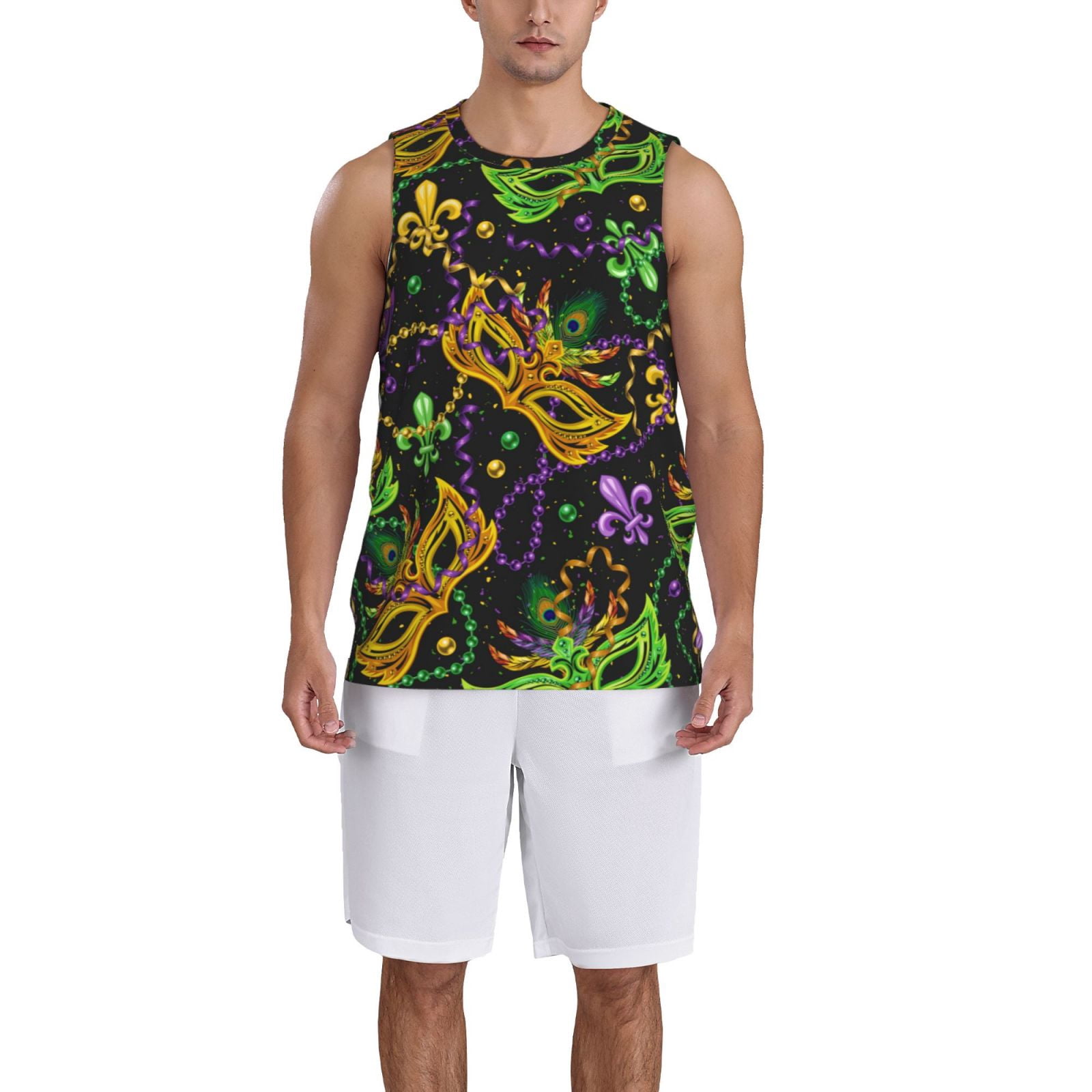Zeuib Mardi Gras Surface Jersey Shirt for Men,Mesh Athletic Practice ...