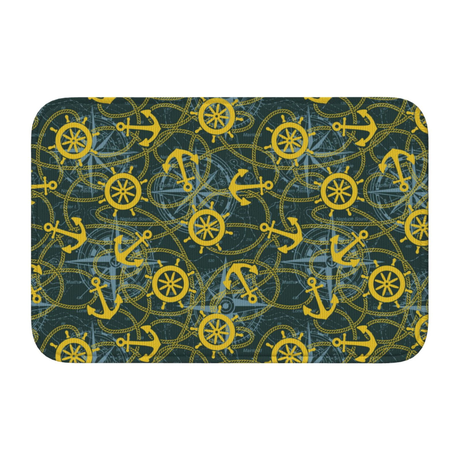 Zeuib Marine Anchors And Compass Anti-Slip Polyester Floor Mat ...
