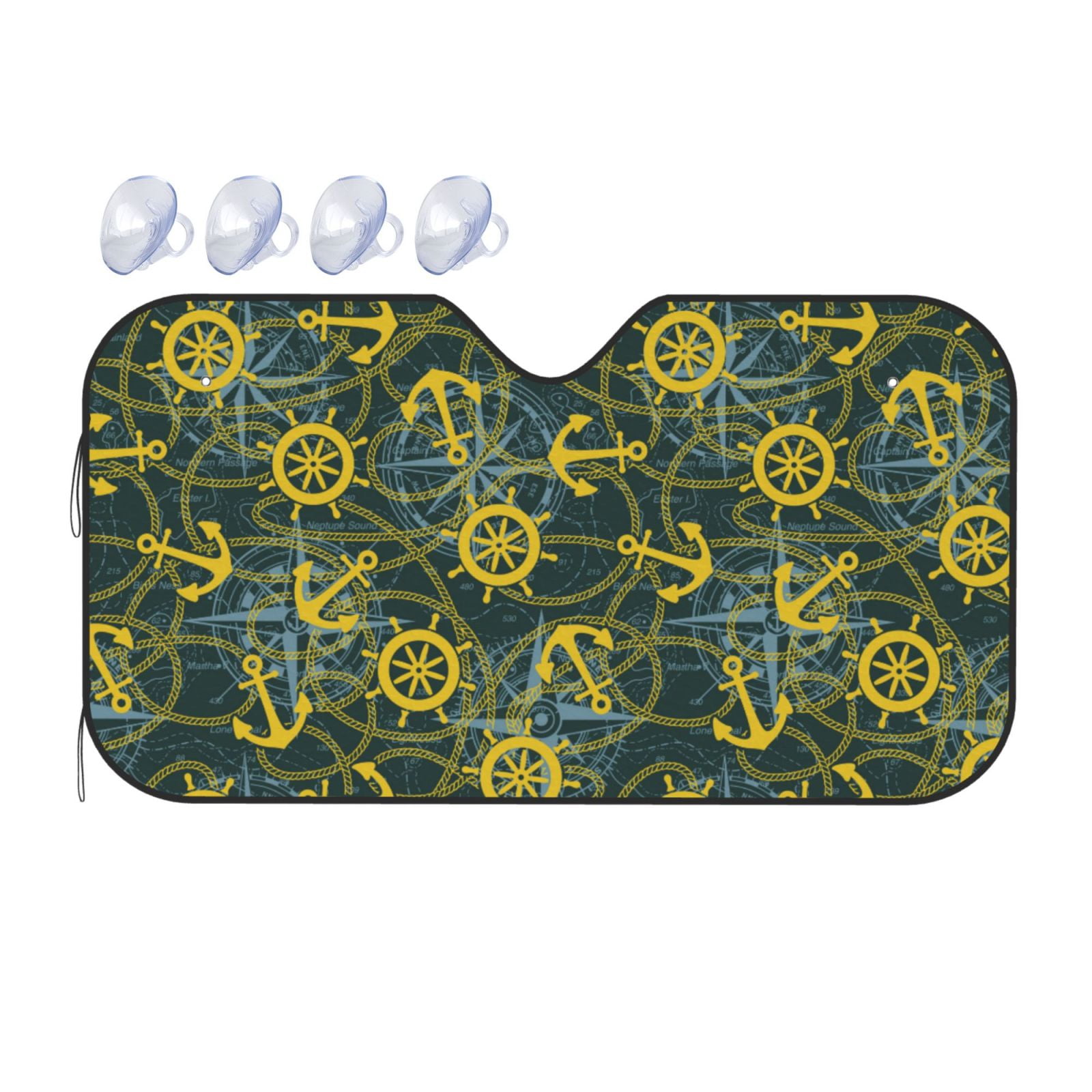 Zeuib Marine Anchors And Compass Premium Car Sunshade: Superior Sun ...