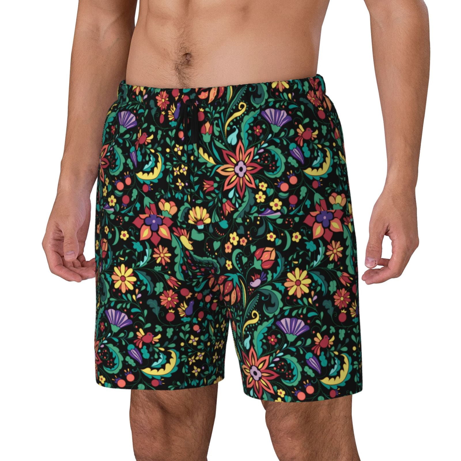 Zeuib Mexican Flower 1 Print Swimming Trunks for Men Boys,Swimming ...