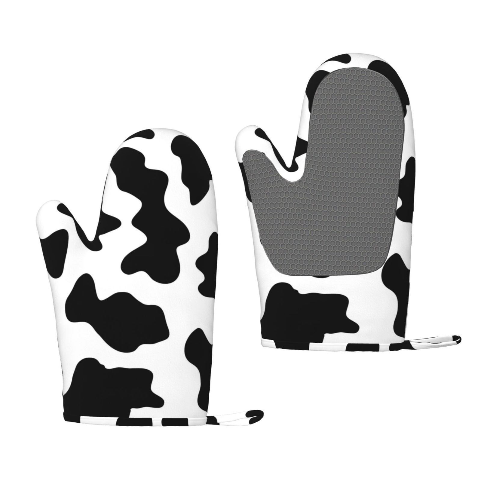 Zeuib Milk Cow Print Oven Mitts, Oven Gloves with Non-Slip Silicone ...