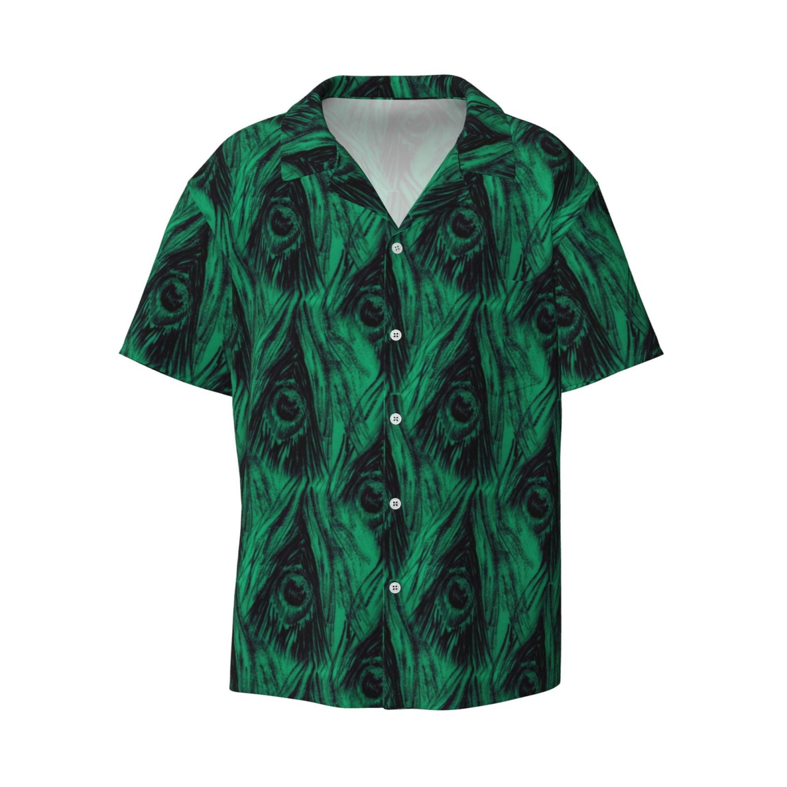 Zeuib Mint Bird Feathers Men's Short Sleeve Button-Down Shirt: Classic ...