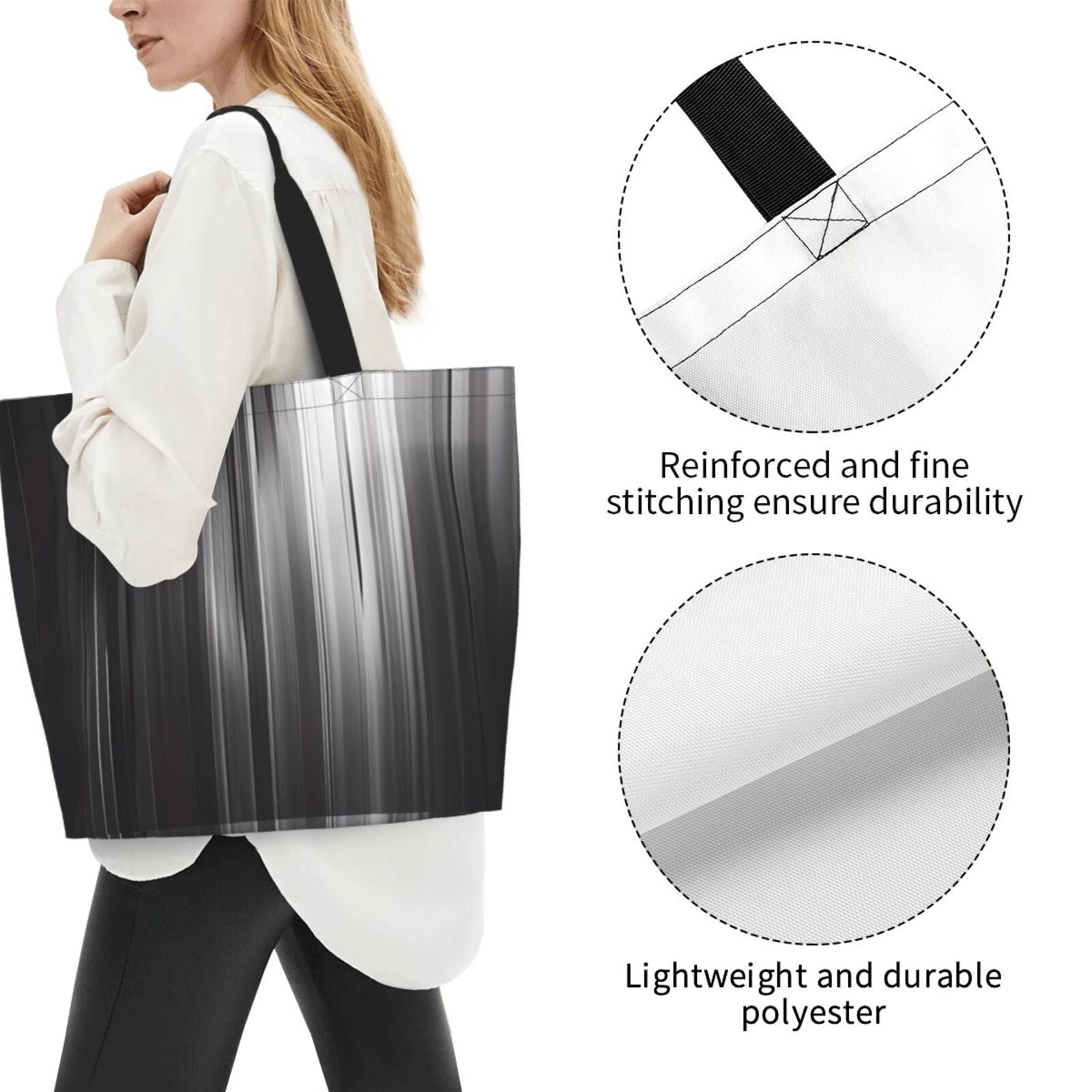 Zeuib Monochrome Abstract Lines Print Laptop Tote Bag for Women,Work ...
