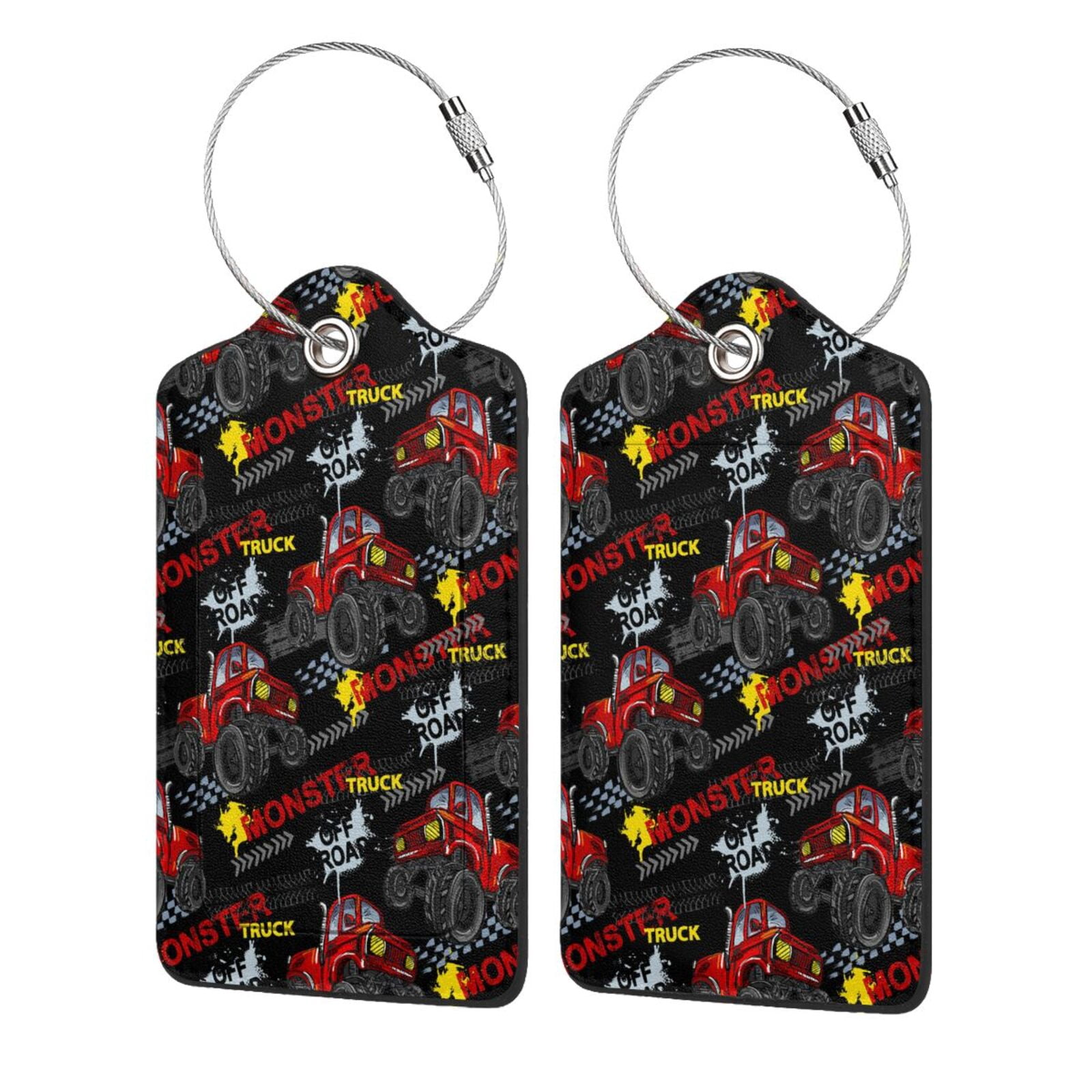 Zeuib Monster Truck Print Luggage Tags for Suitcases ,Leather Luggage ...