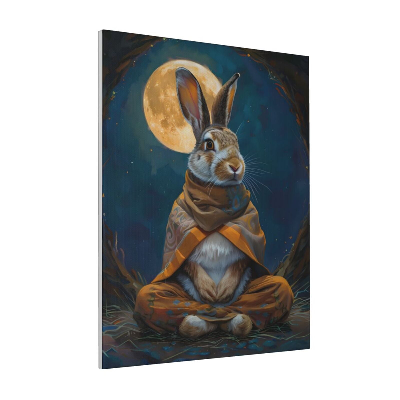 Zeuib Moon Night Sky Cute Rabbit Print Farmhouse Canvas Wall Art For ...