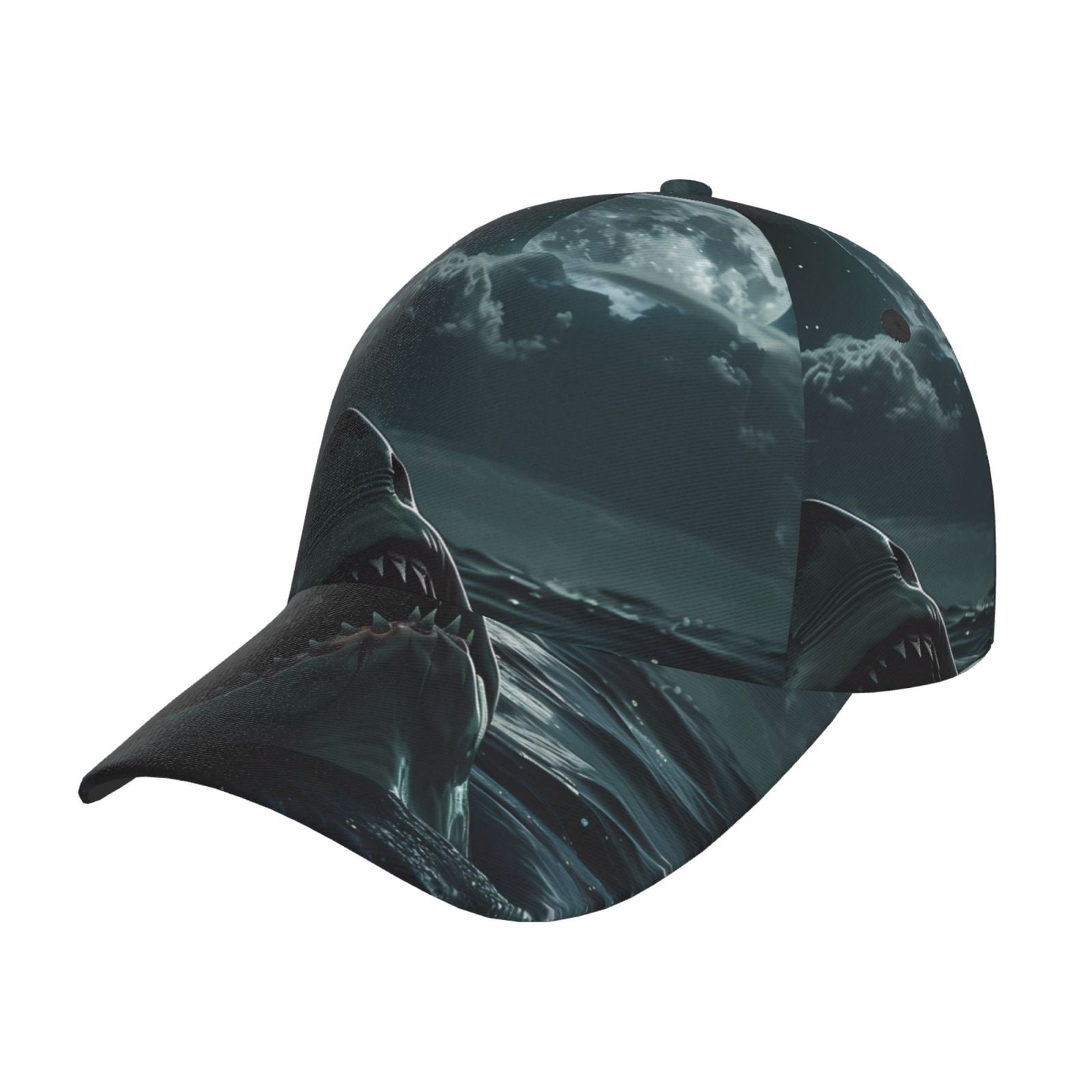 Zeuib Moonlit Night Sky Shark Baseball Cap Adjustable Size for Running ...
