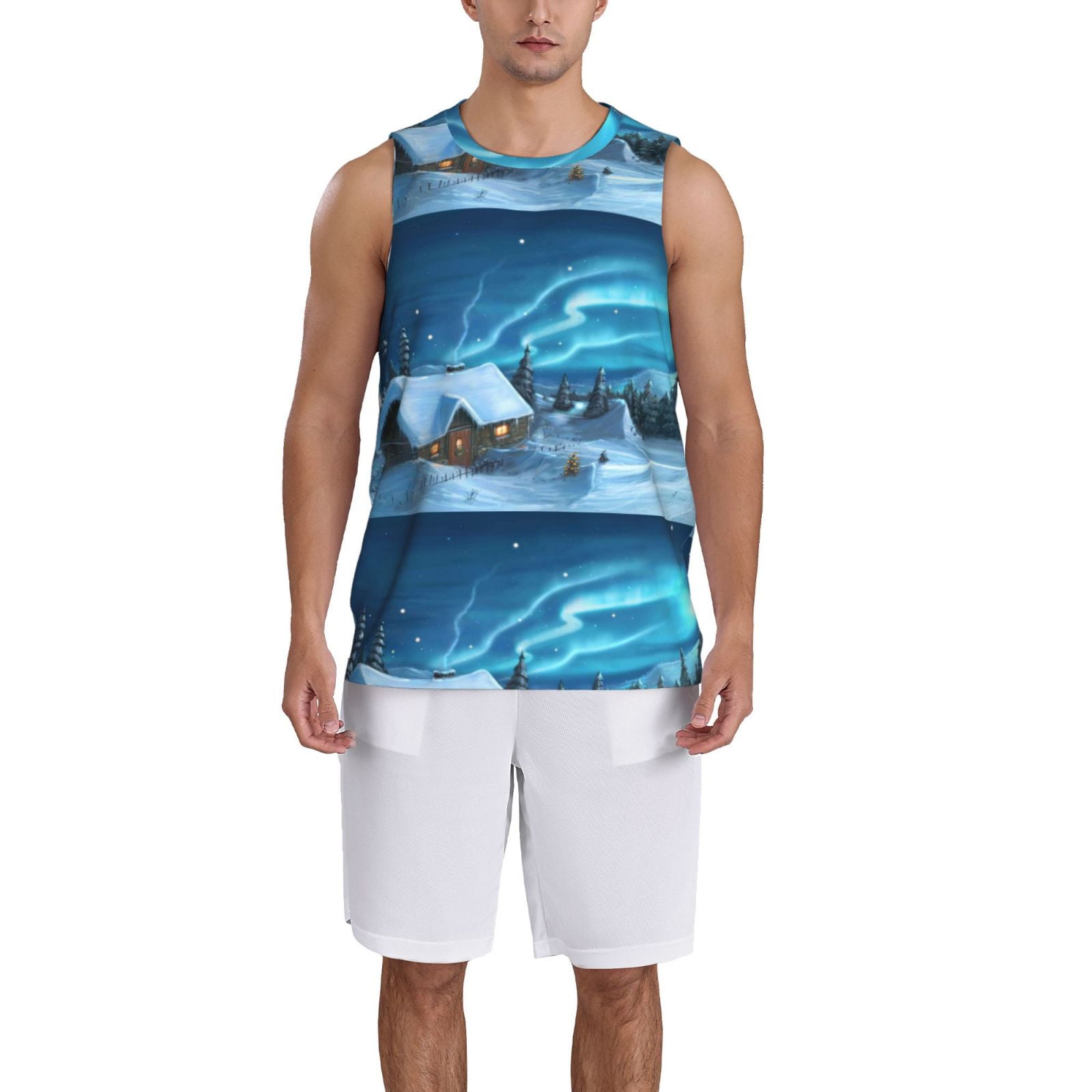 Zeuib Mountain Cottage In Snow Jersey Shirt for Men,Mesh Athletic ...