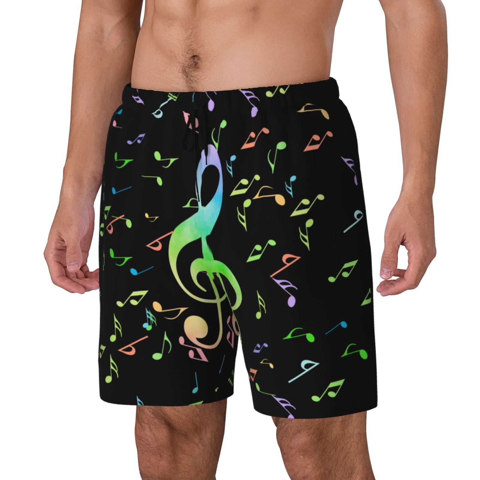 Zeuib Music Notes Print Swimming Trunks for Men Boys,Swimming Shorts ...