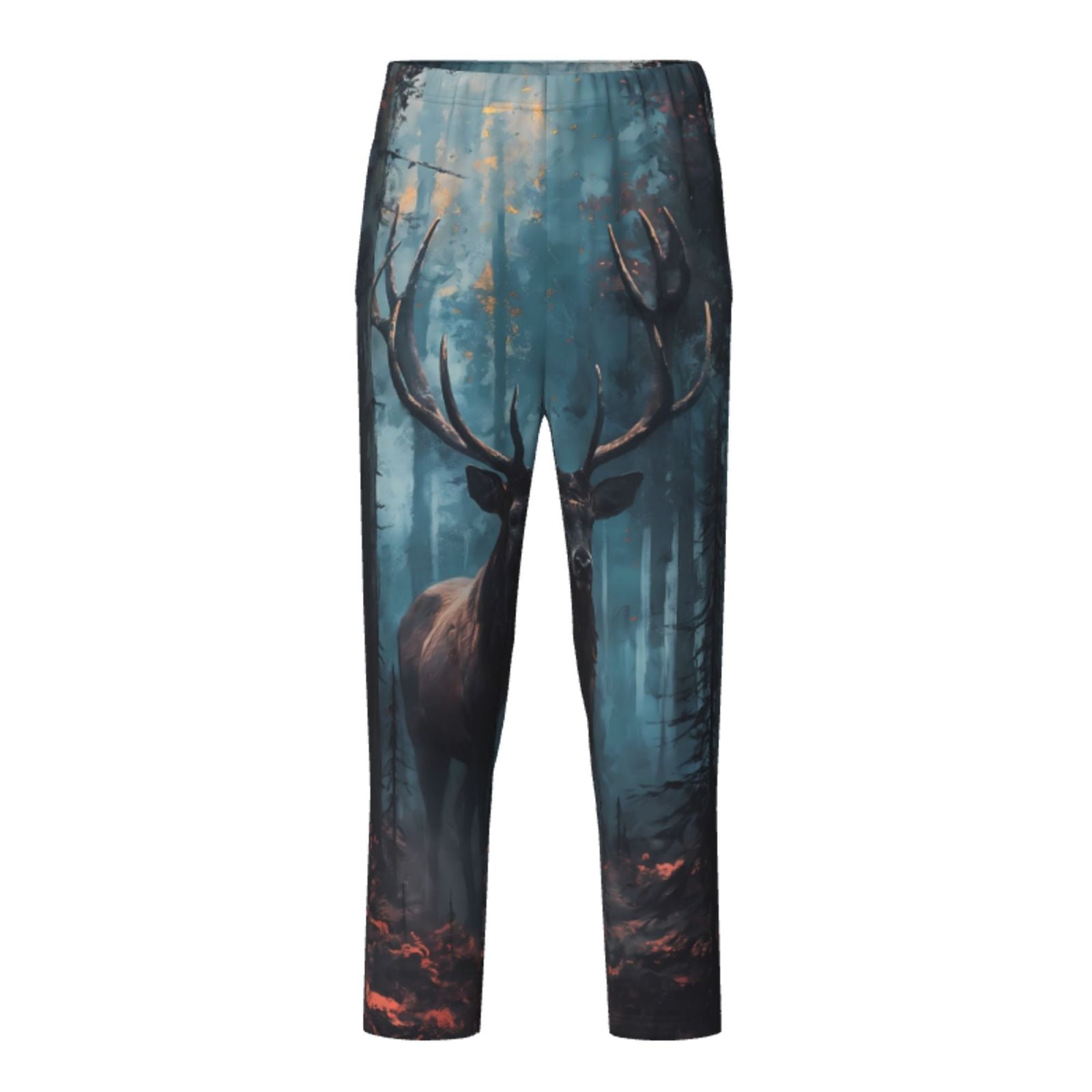 Zeuib Mystical Forest Elk Print Pajama Pants for Girls Boys,PJ Bottoms ...