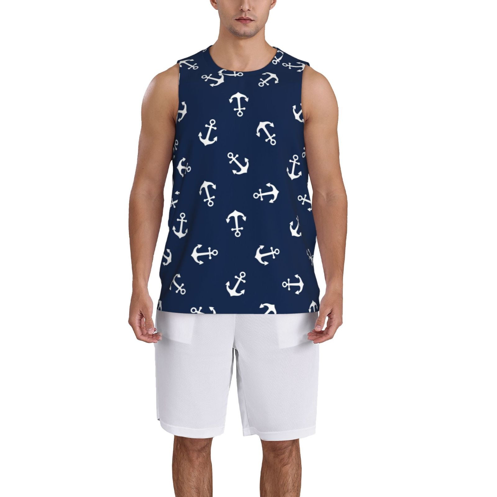 Zeuib Nautical Themed Simple Anchors Jersey Shirt for Men,Mesh Athletic ...