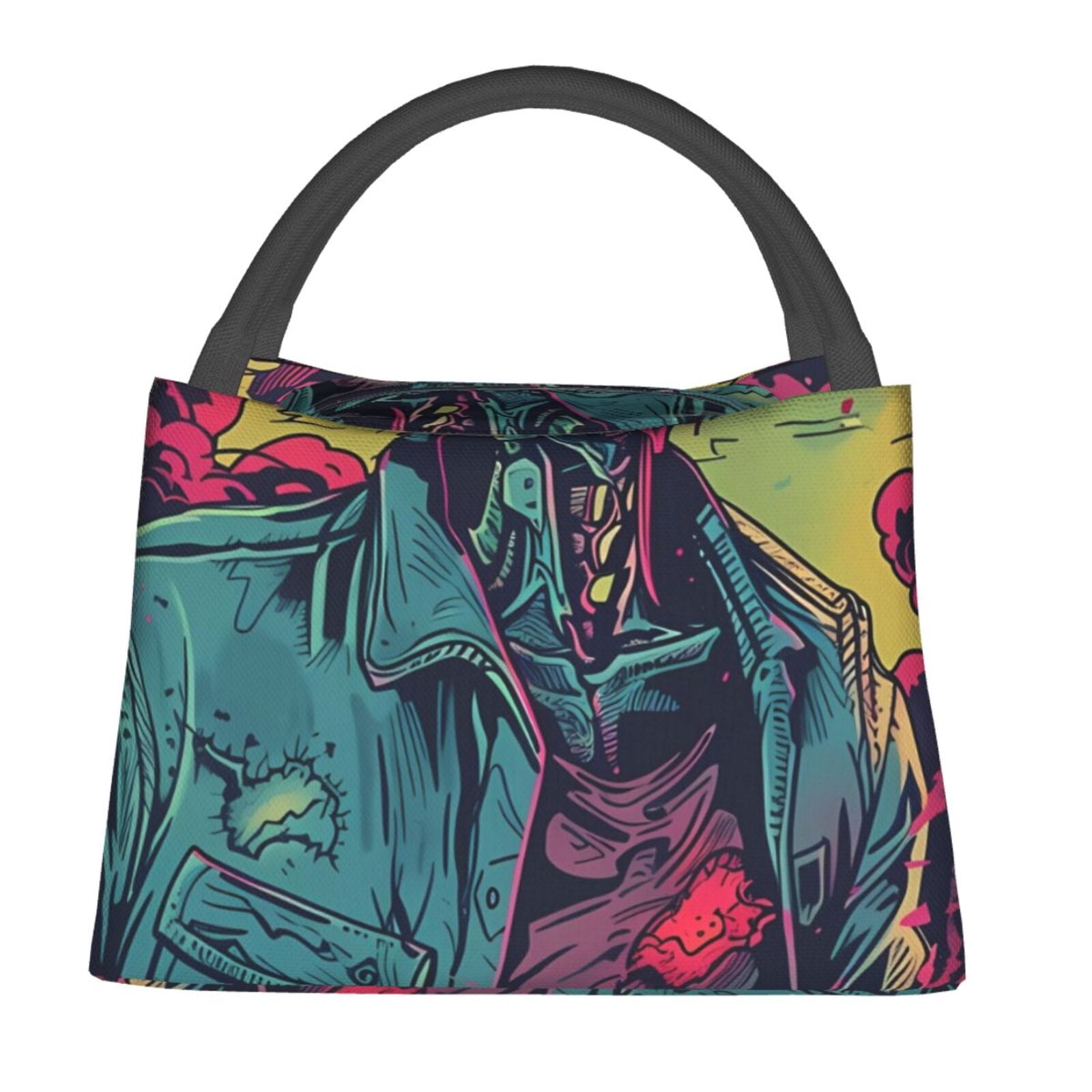 Zeuib Neon Zombie Skull Lunch Bag,Collapsible Cooler Bag Insulated ...