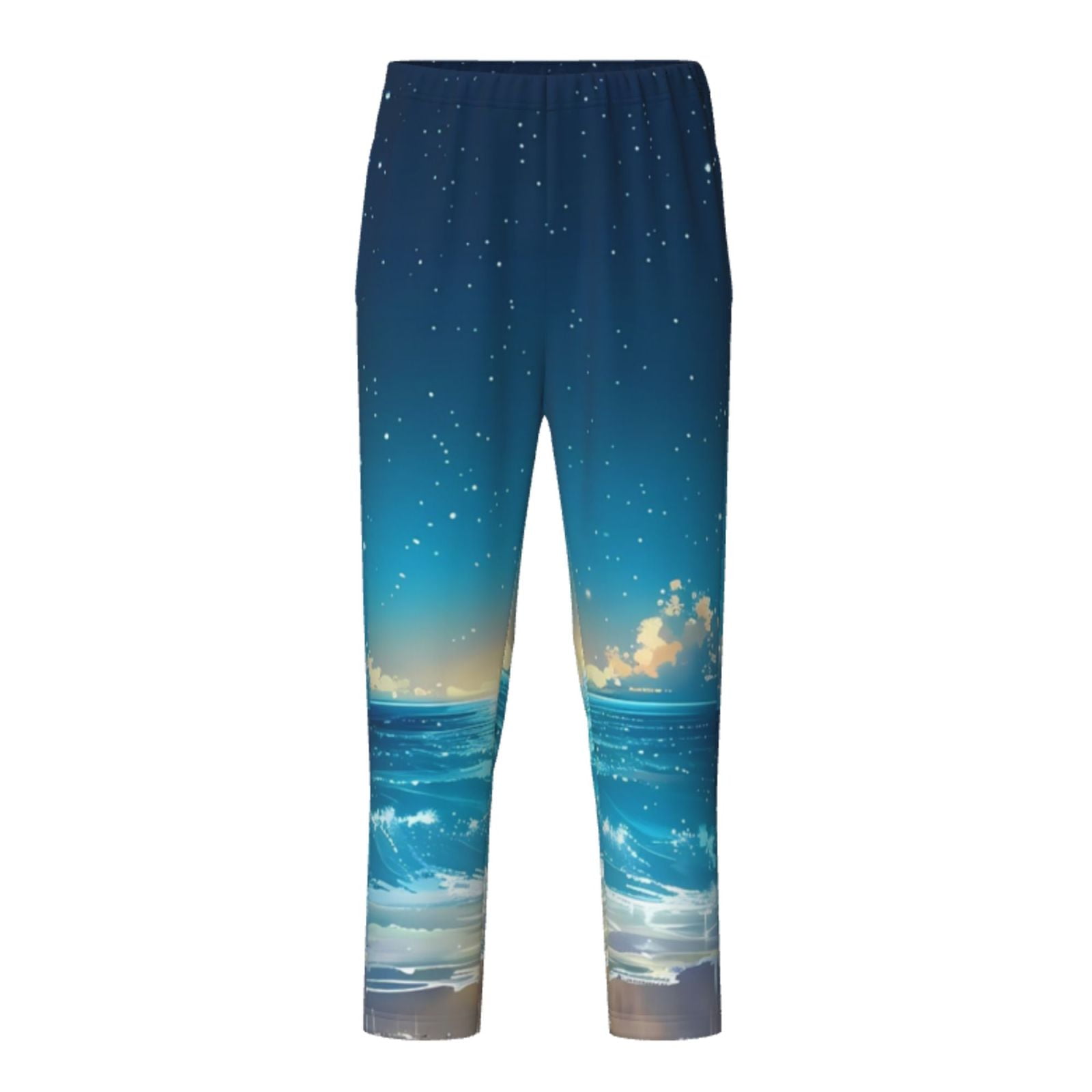 Zeuib Night Sky Beach Scene Print Pajama Pants for Girls Boys,PJ ...