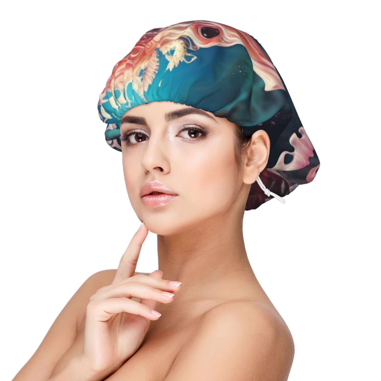 Zeuib Ocean Seahorse Satin Sleep Cap for Women，Adjustable Strap, Large ...