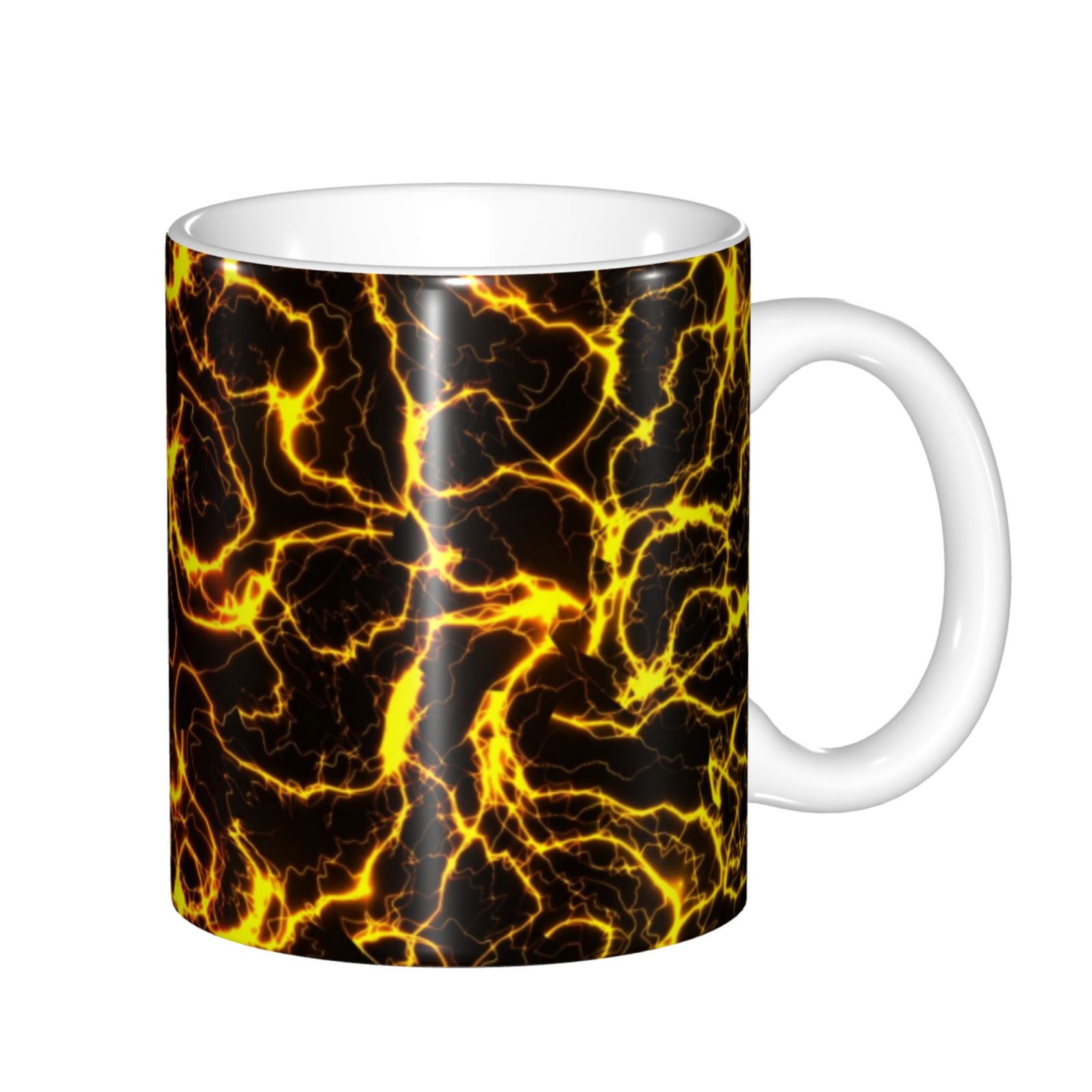 Zeuib Orange Lightning Ceramic Coffee Mug with Large Handle，Modern ...