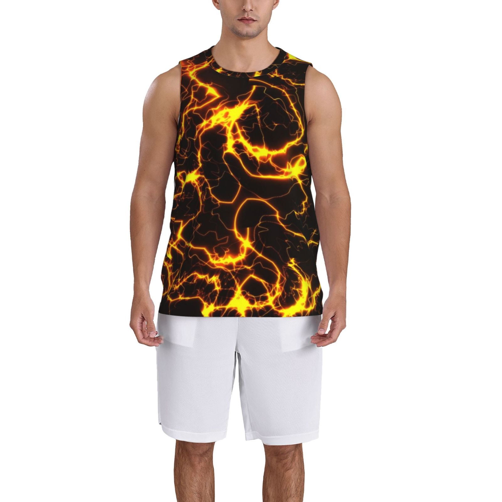 Zeuib Orange Lightning Jersey Shirt for Men,Mesh Athletic Practice ...