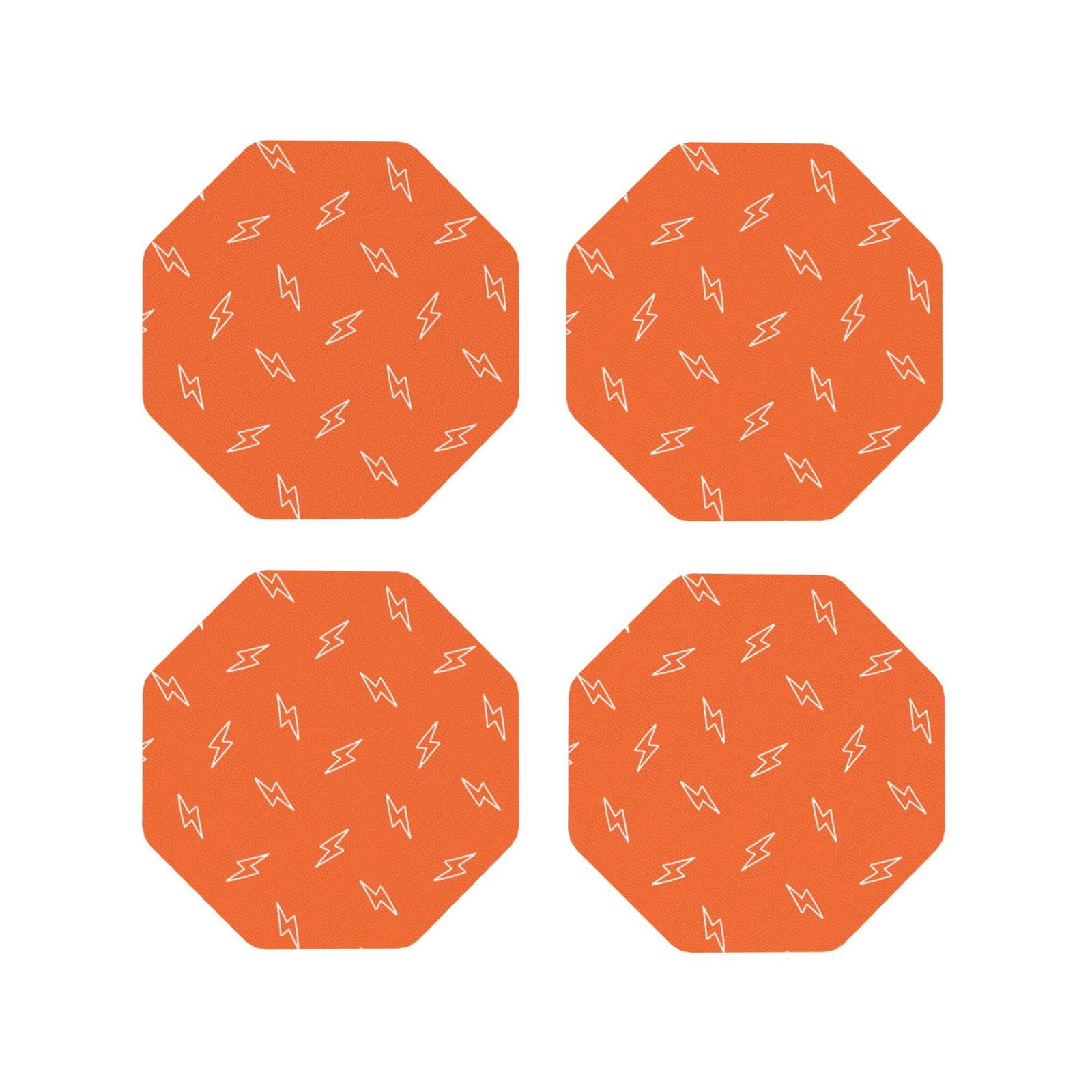 Zeuib Orange lightning Print Set of 4 Coasters for Drinks, Glass & Cups ...