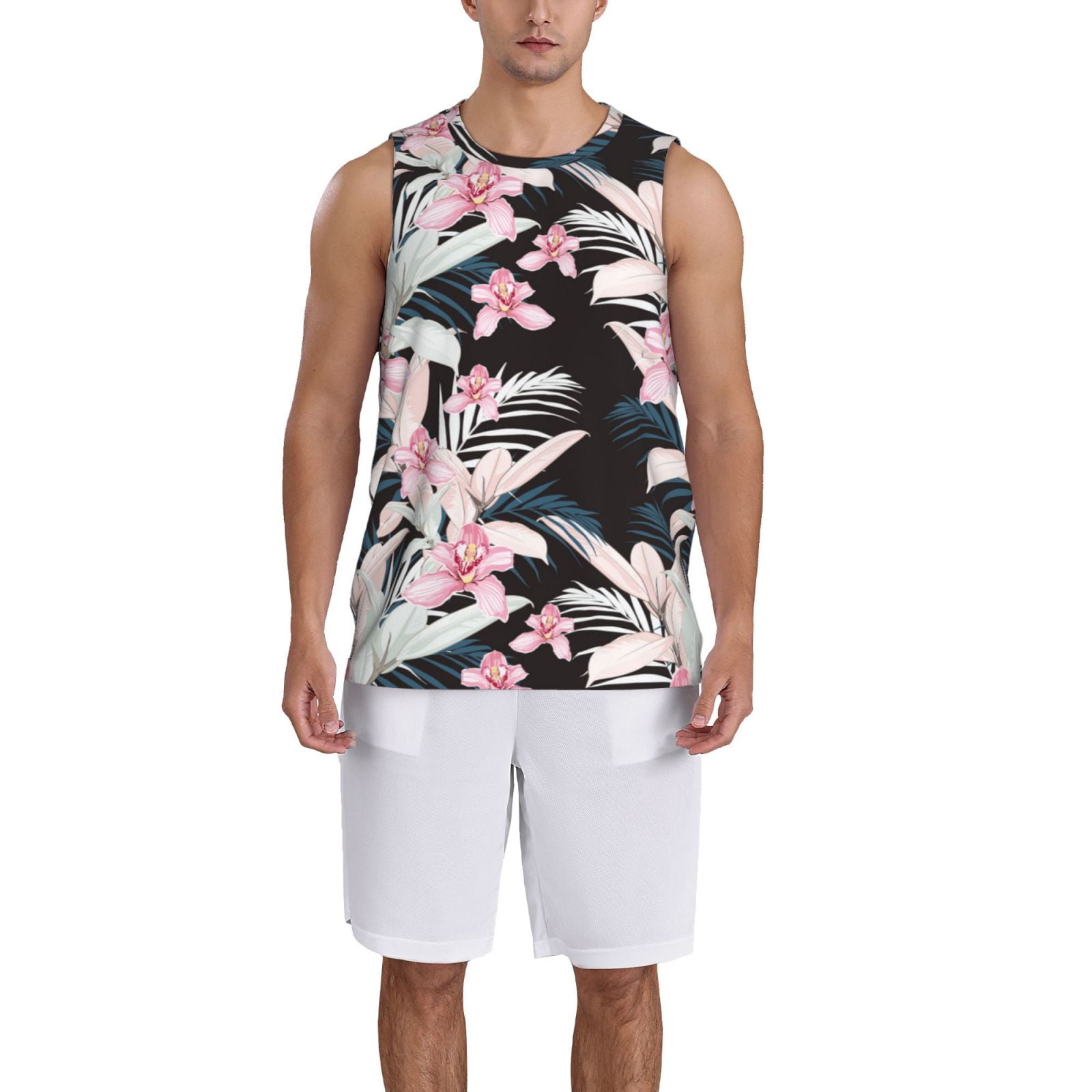 Zeuib Orchids Flowers Jersey Shirt for Men,Mesh Athletic Practice ...