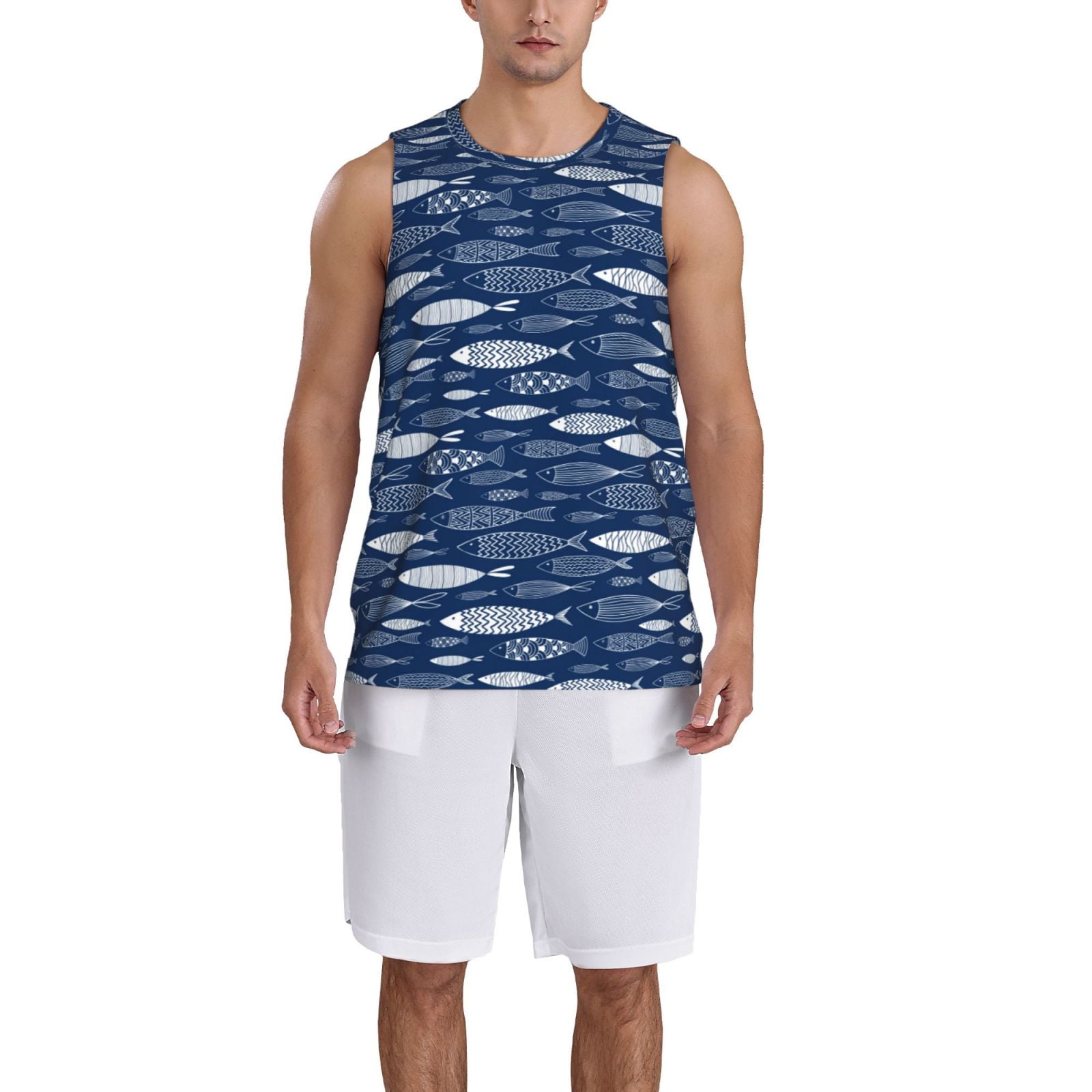 Zeuib Ornamental Fish Jersey Shirt for Men,Mesh Athletic Practice ...