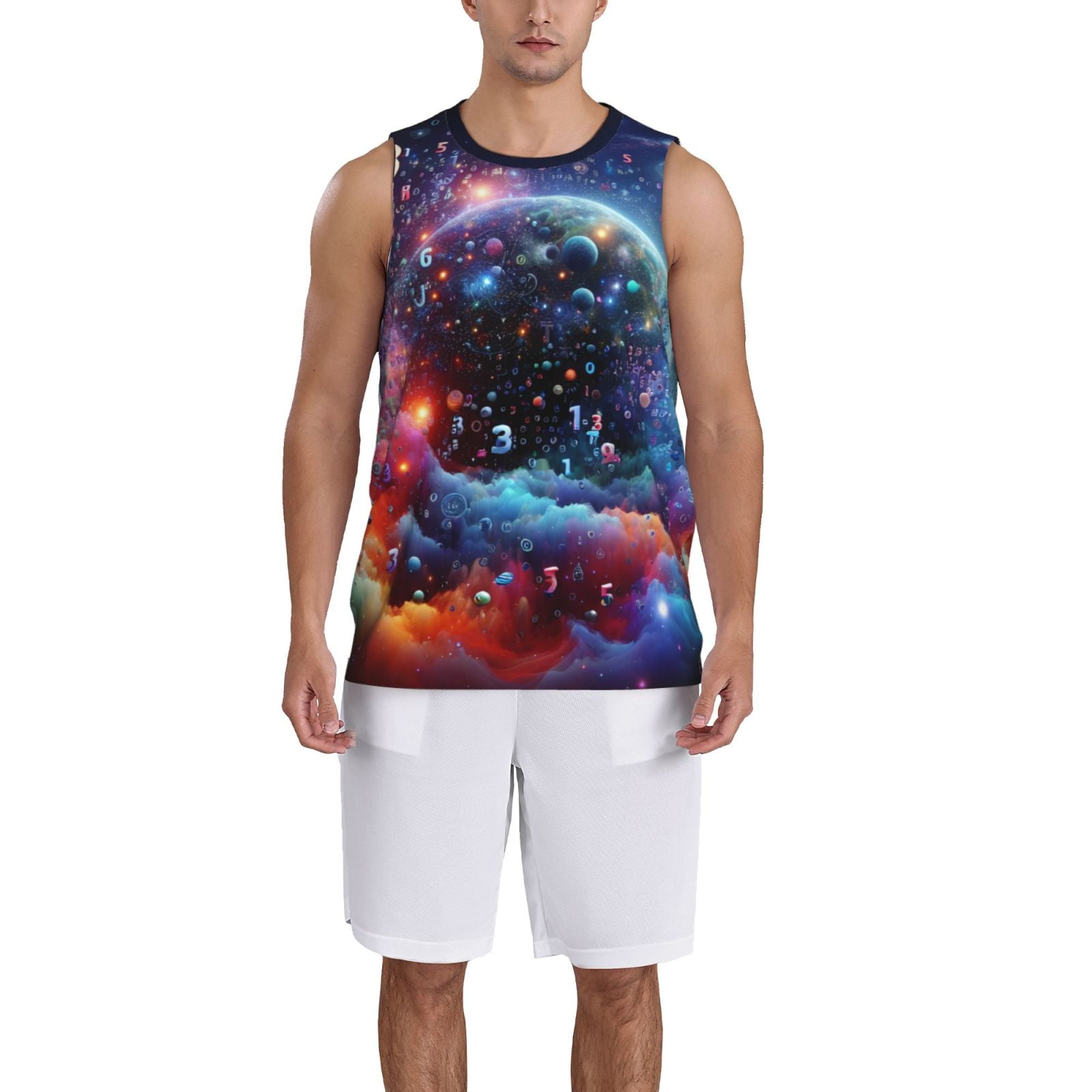Zeuib Outer Space Floating Numbers And Letters Jersey Shirt for Men ...