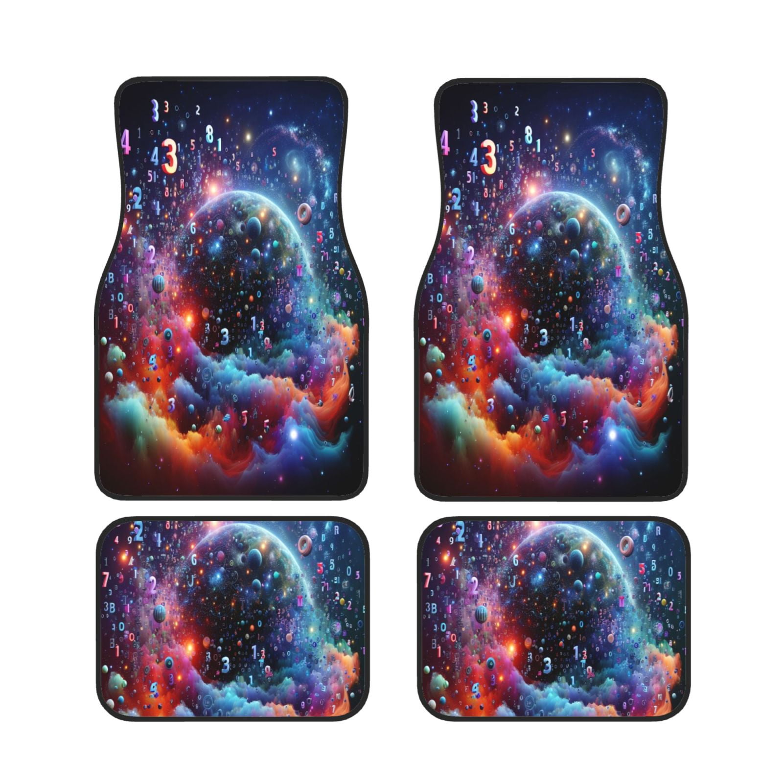 Zeuib Outer Space Floating Numbers And Letters Print Waterproof ...
