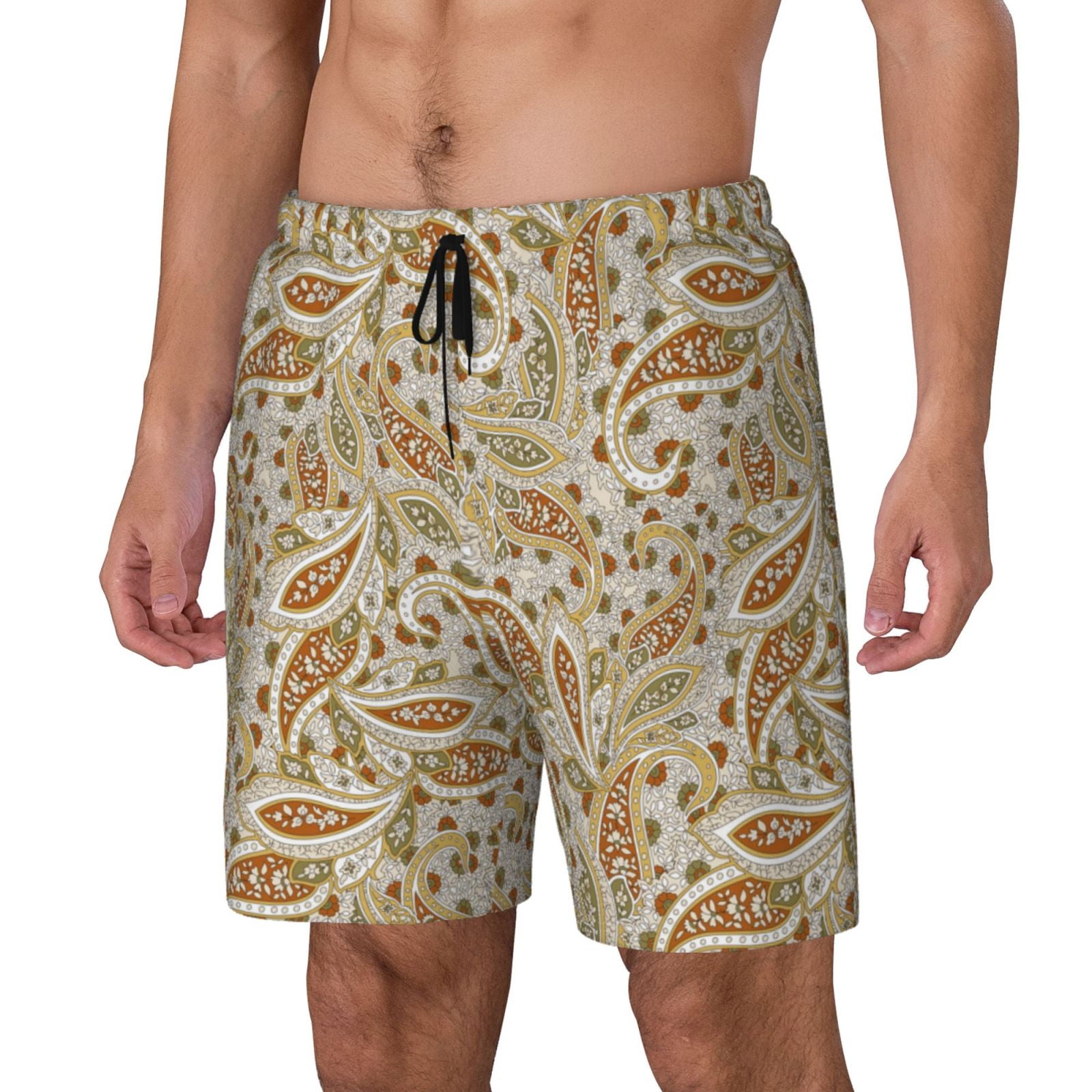Zeuib Paisley Floral 1 Print Swimming Trunks for Men Boys,Swimming ...