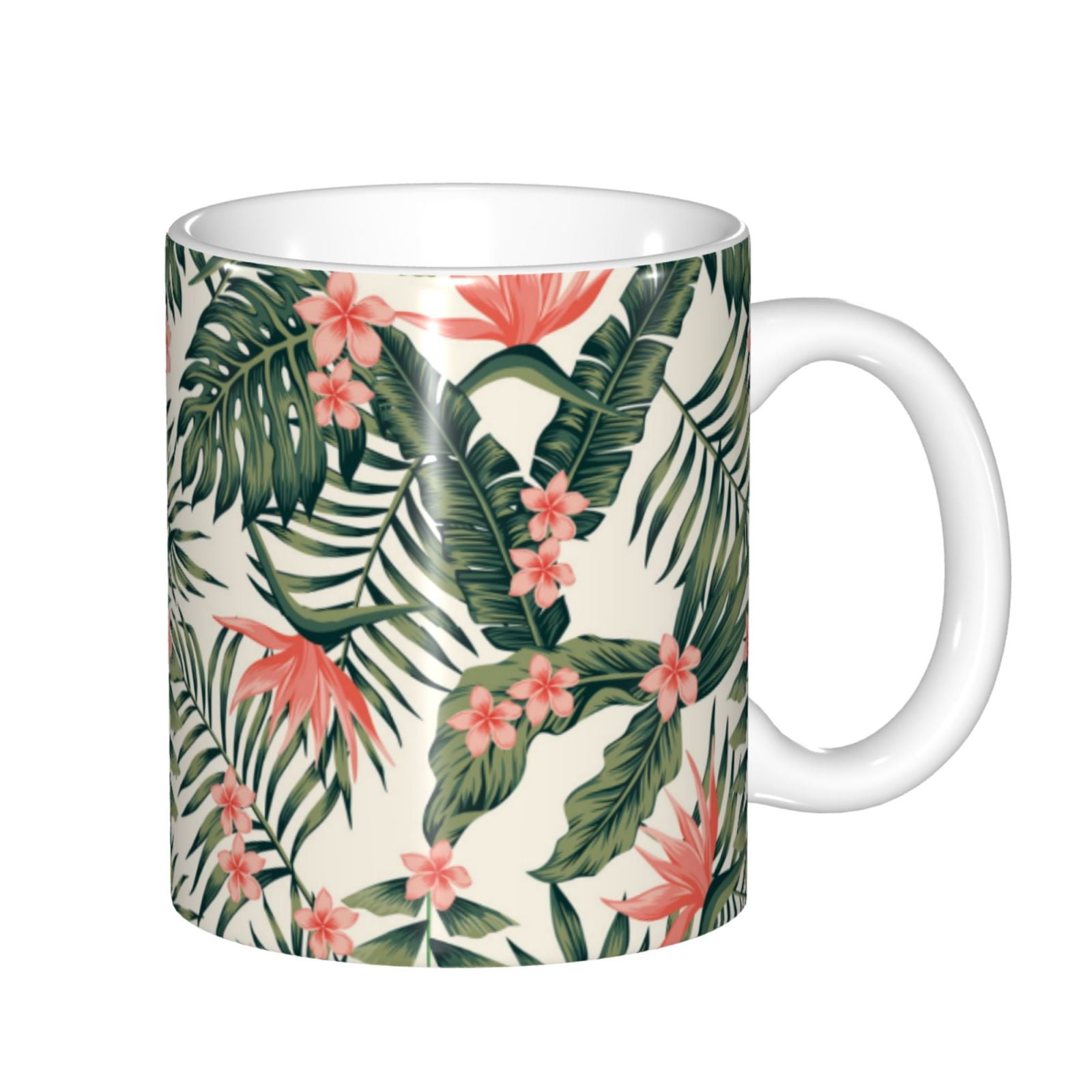 Zeuib Palm Trees and Tropical Ceramic Coffee Mug with Large Handle ...