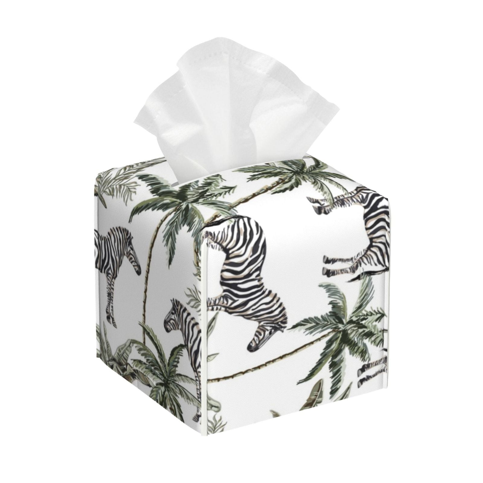 Zeuib Palm Trees Zebra Print Tissue Box Cover,PU Leather Tissue Holder ...