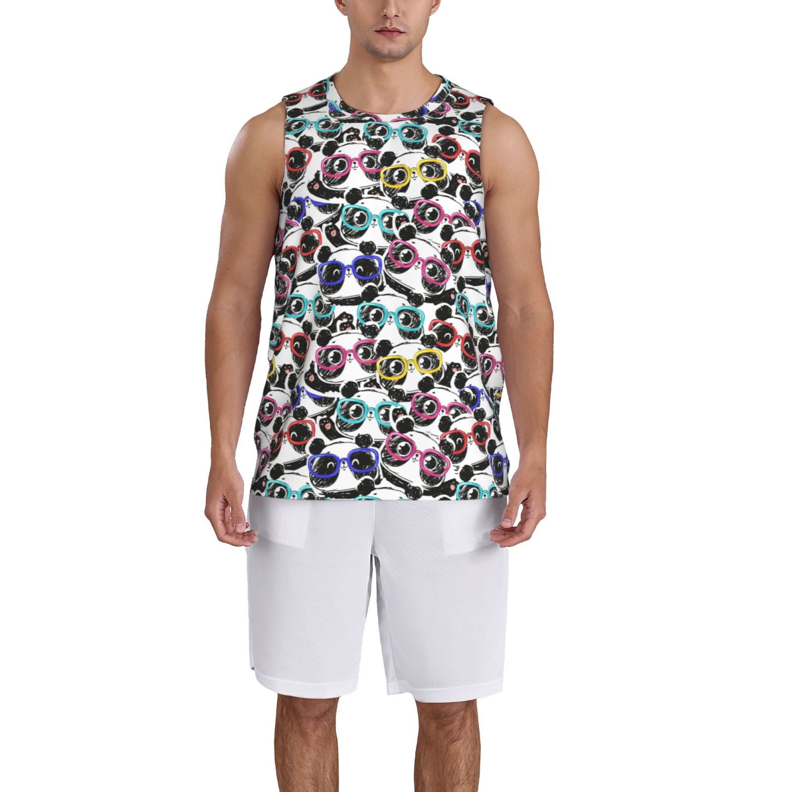 Zeuib Panda And Glasses Jersey Shirt for Men,Mesh Athletic Practice ...