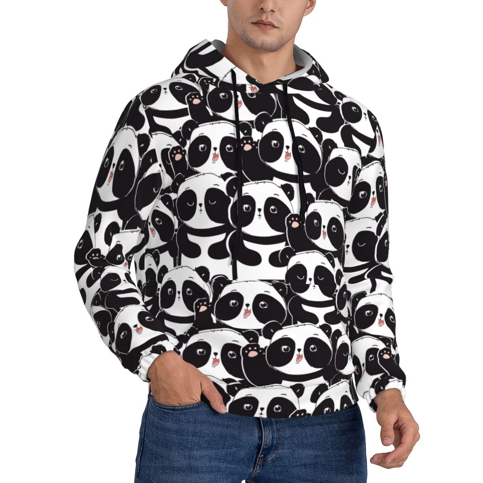 Zufioo Panda Design Fleece Comfortable Hoodie for Mens,Sweatshirt for ...