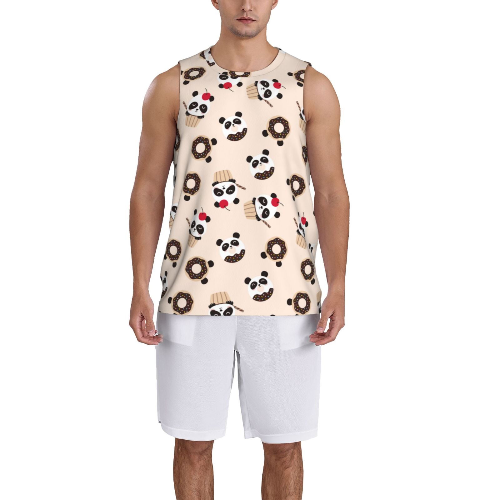 Zeuib Panda Ice Creams Donuts Jersey Shirt for Men,Mesh Athletic ...