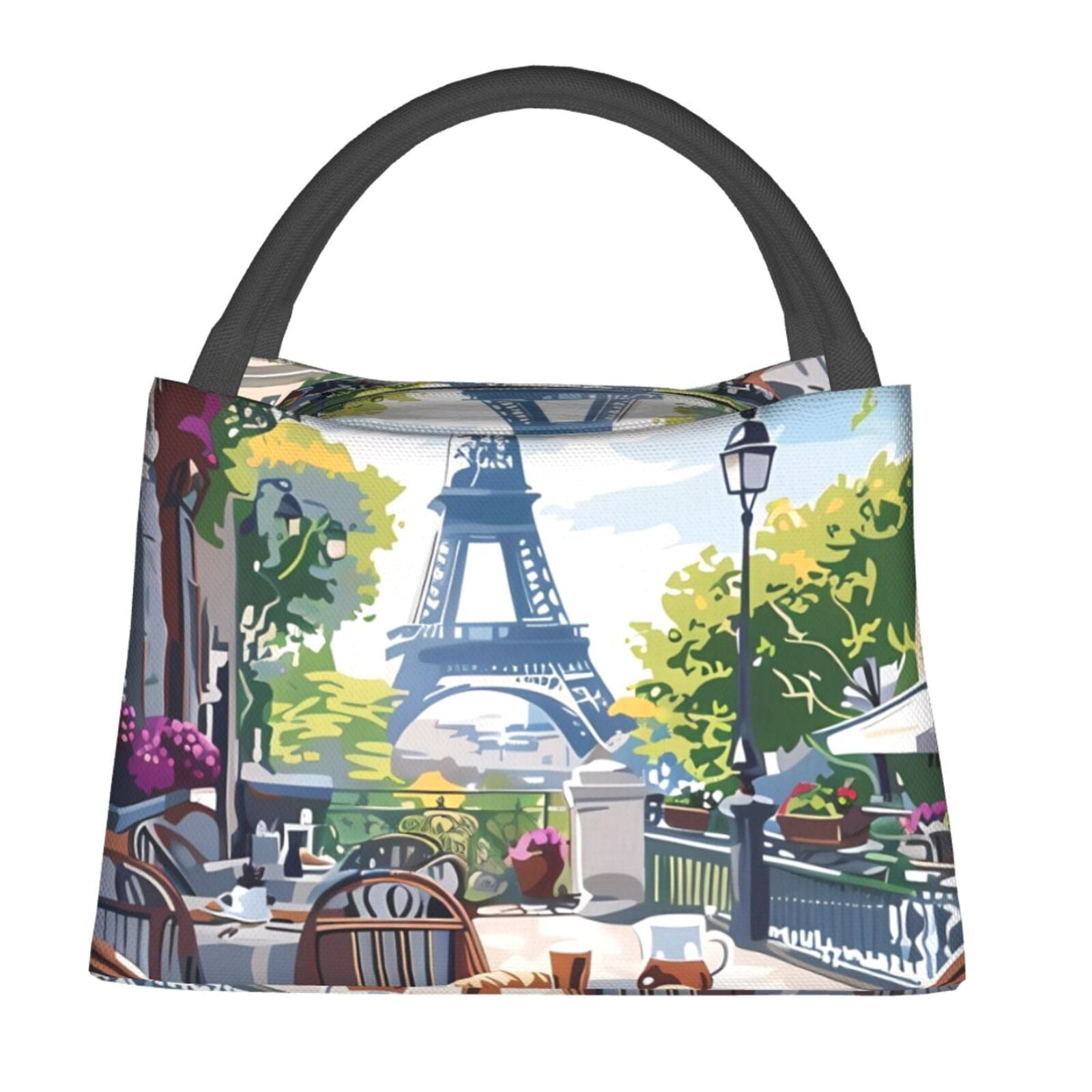 Zeuib Parisian Cafe With Eiffel Lunch Bag,Collapsible Cooler Bag ...