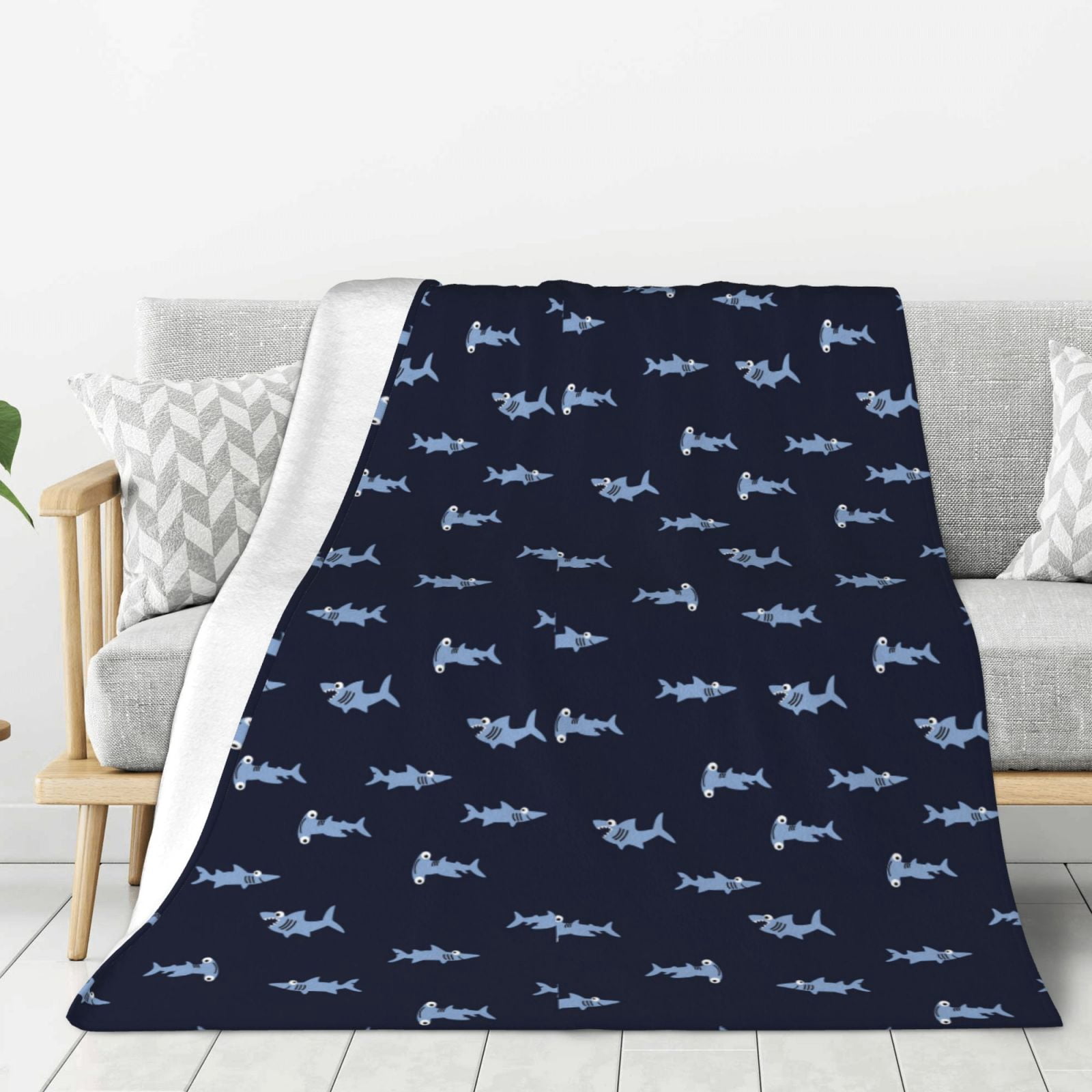 Zeuib Party Shark Cute Print Fleece Throw Blanket,Plush Fluffy Large ...