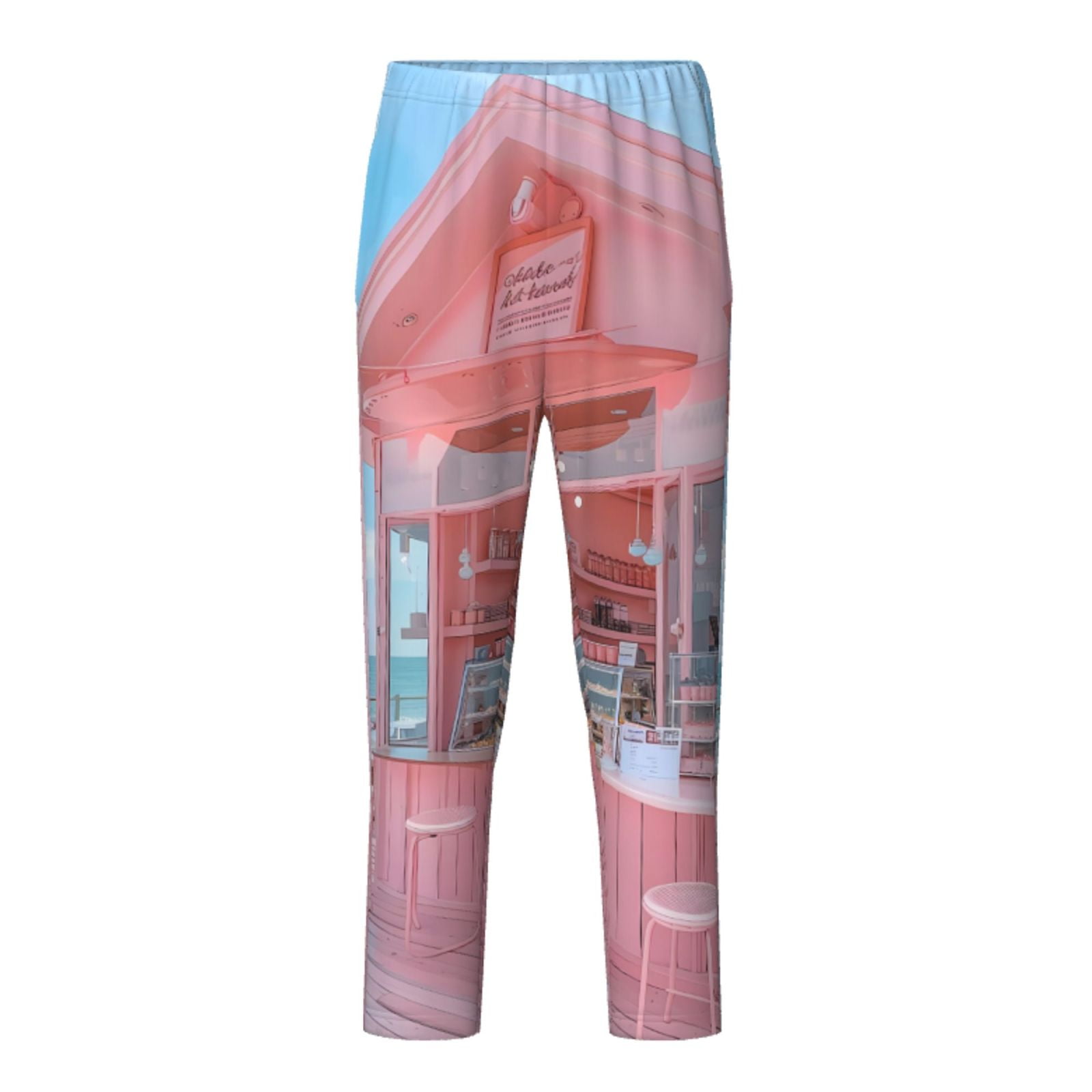 Zeuib Pastel Pink Beach Cafe Print Pajama Pants for Girls Boys,PJ ...